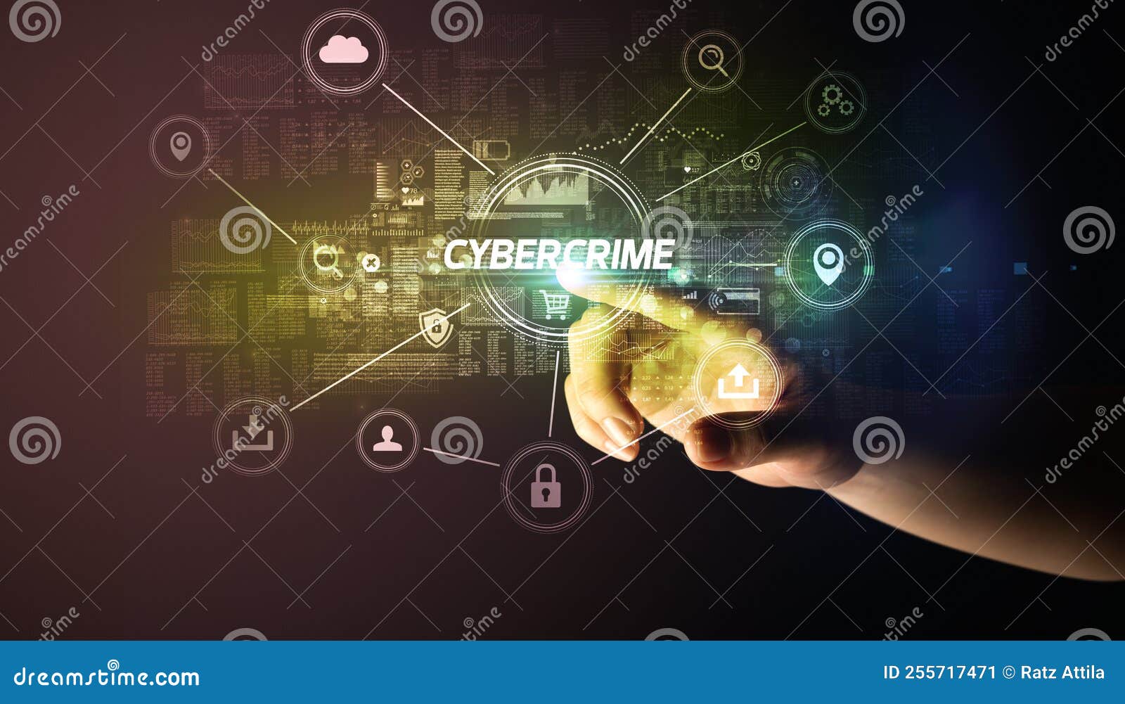 Hand Touching Cybersecurity Button Concept Stock Image - Image of ...