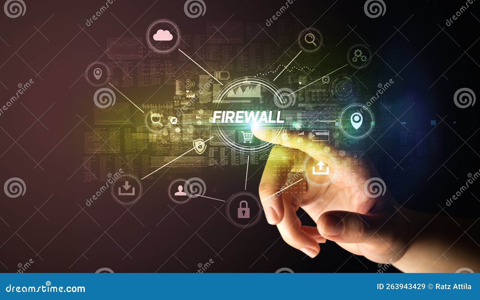 Hand Touching Cybersecurity Button Concept Stock Image - Image of virus ...