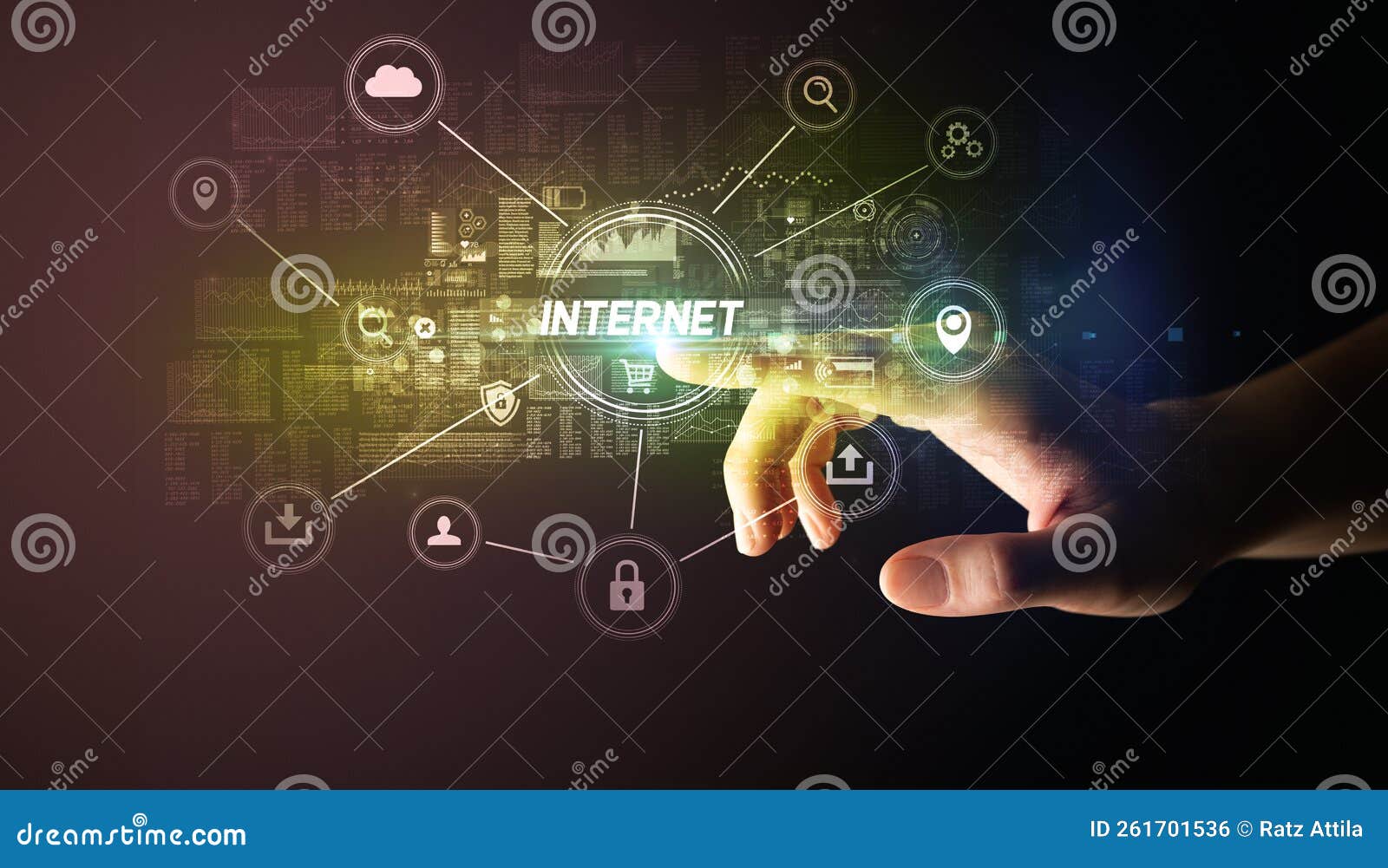 Hand Touching Cybersecurity Button Concept Stock Illustration ...