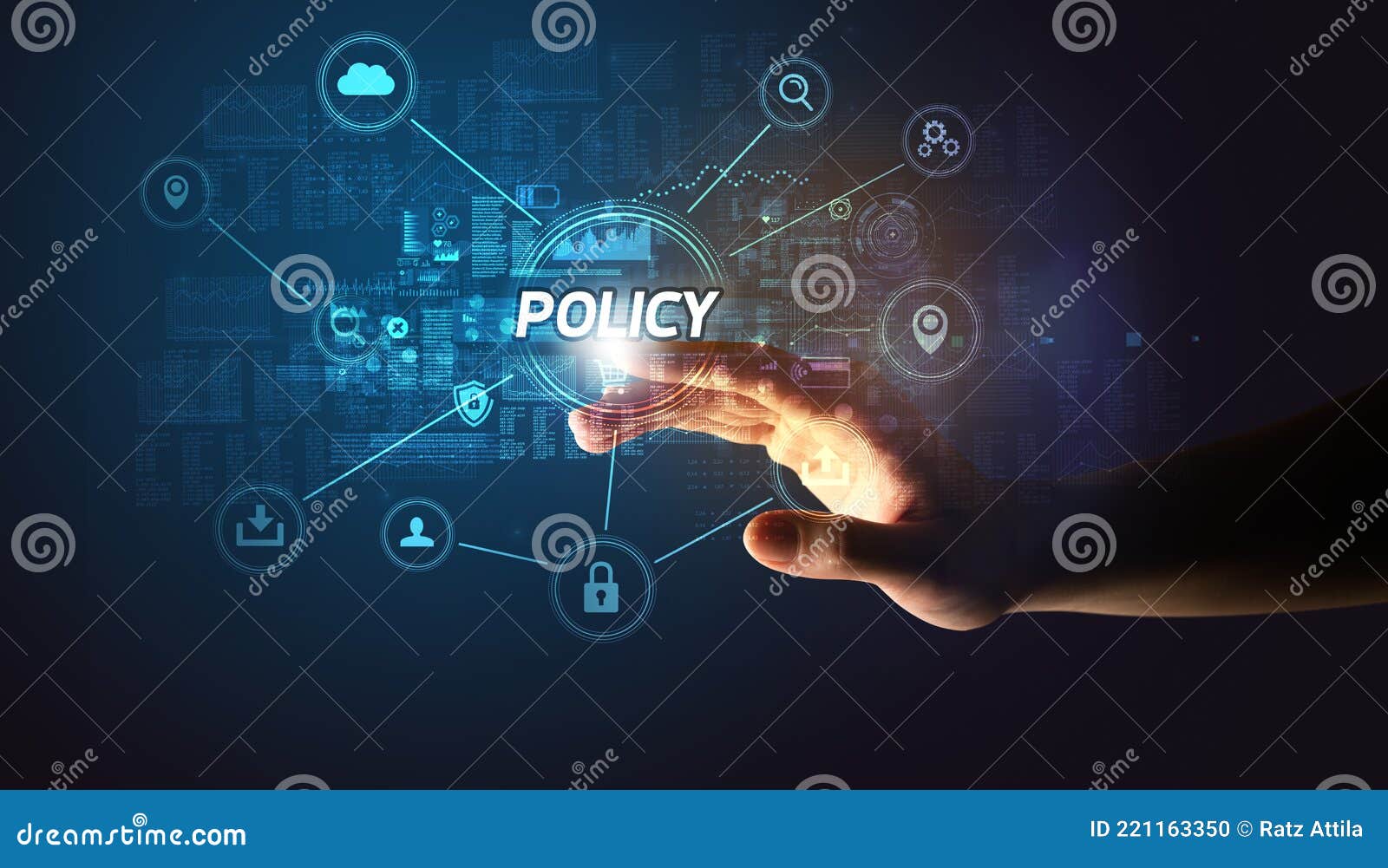 Hand Touching Cybersecurity Button Concept Stock Photo - Image of ...