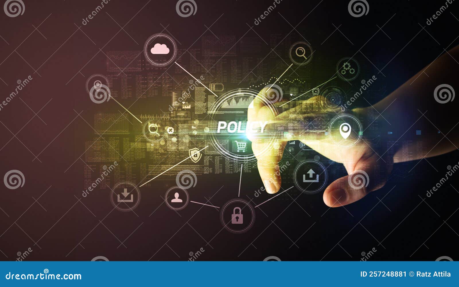 Hand Touching Cybersecurity Button Concept Stock Image - Image of guard ...