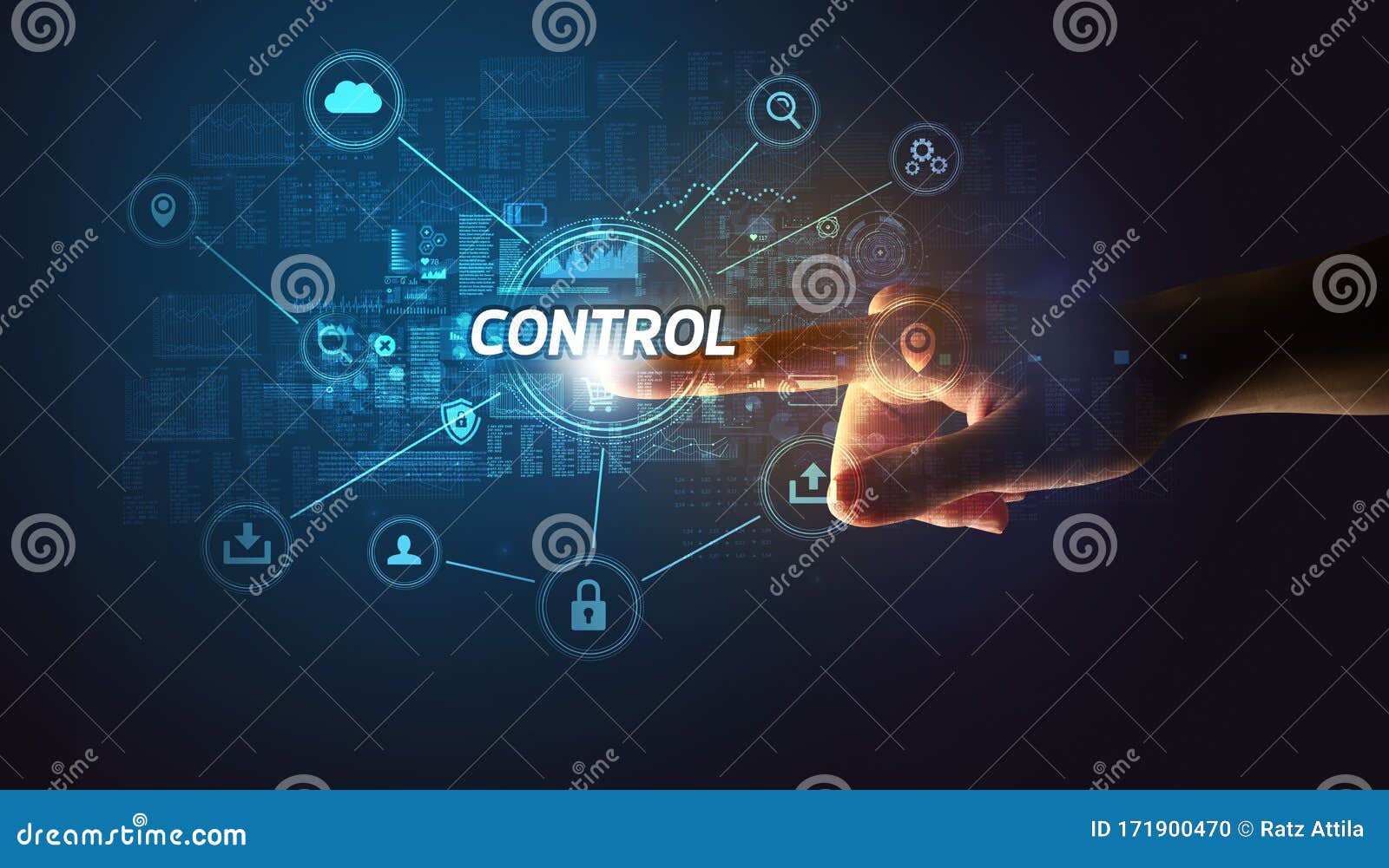 Hand Touching Cybersecurity Button Stock Photo - Image of icon ...