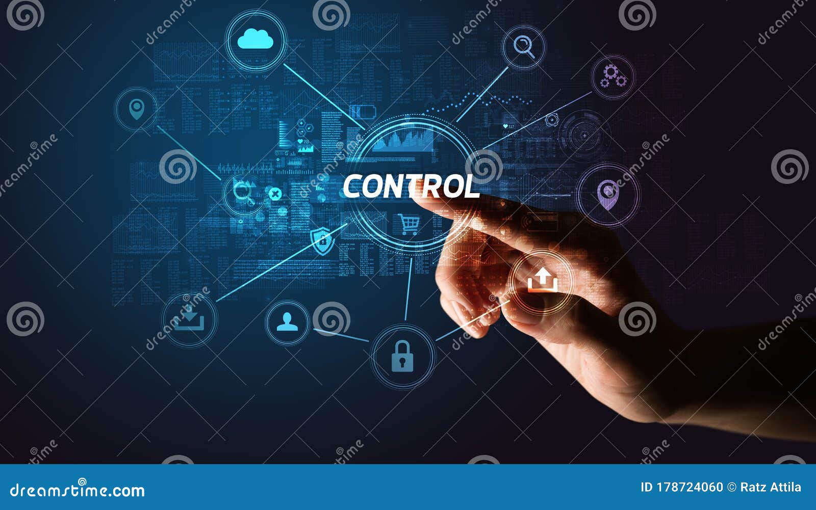 Hand Touching Cybersecurity Button Stock Photo - Image of data, crime ...