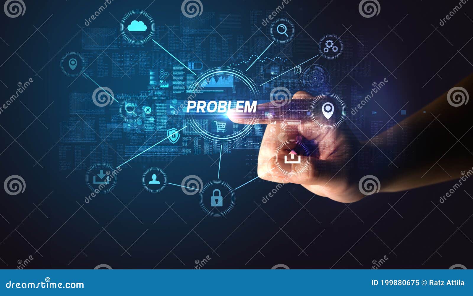 Hand Touching Cybersecurity Button Stock Image - Image of network ...