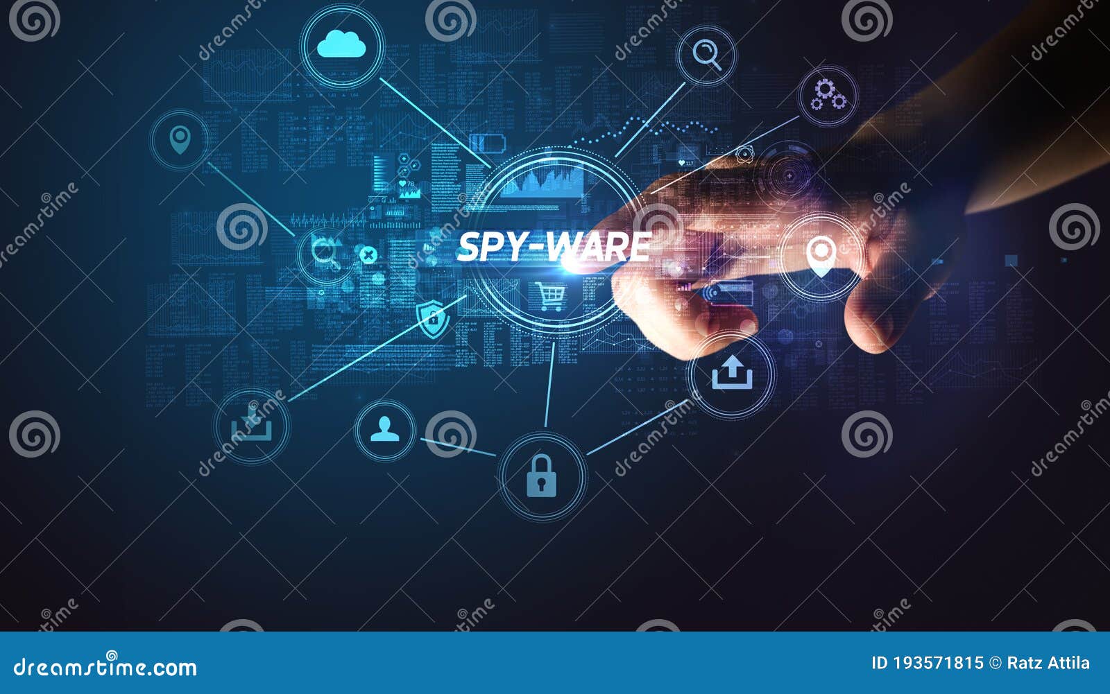 Hand Touching Cybersecurity Button Stock Image - Image of abstract ...