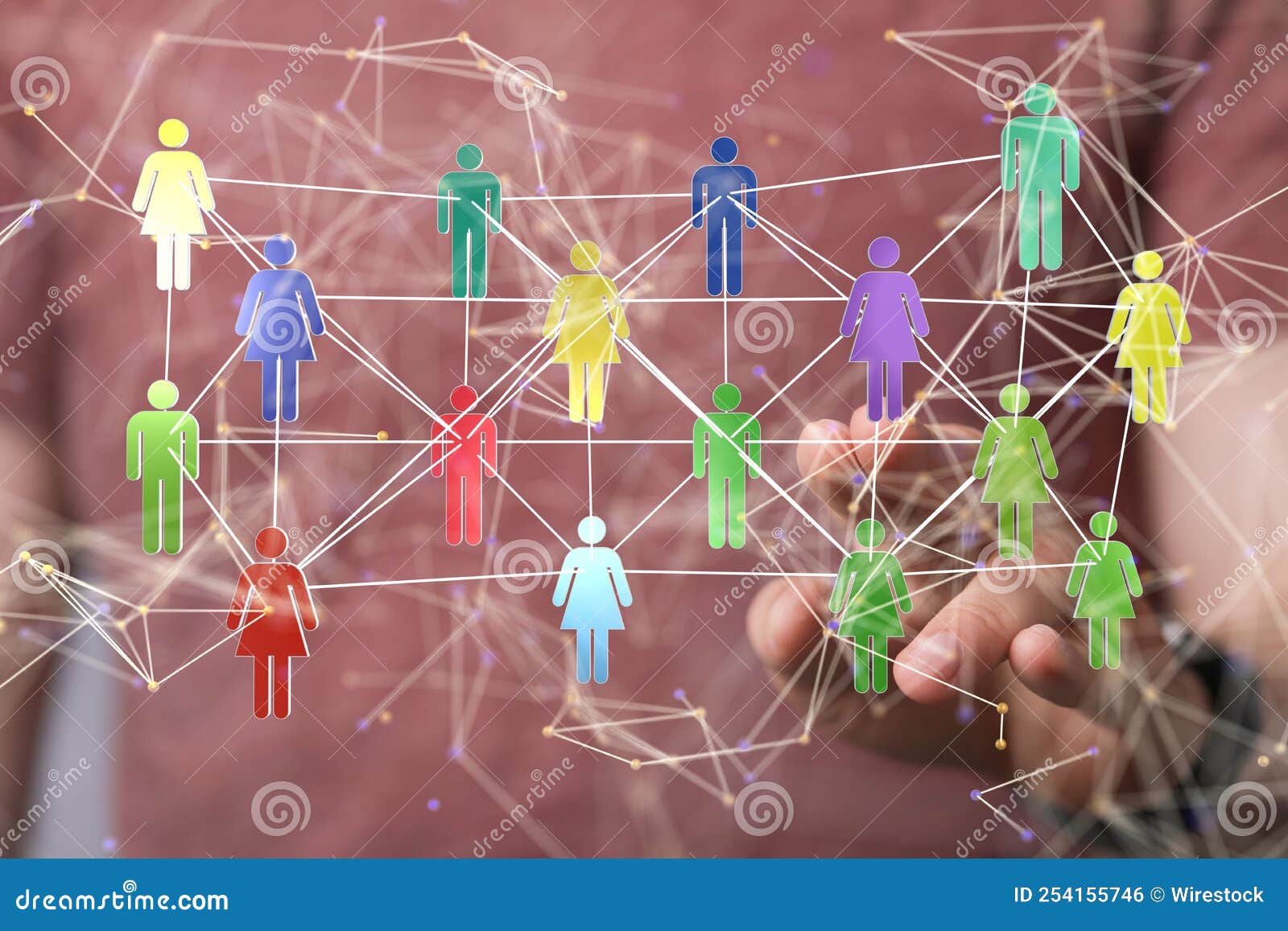 Hand Touching 3D Network Icons Stock Photo - Image of connection ...