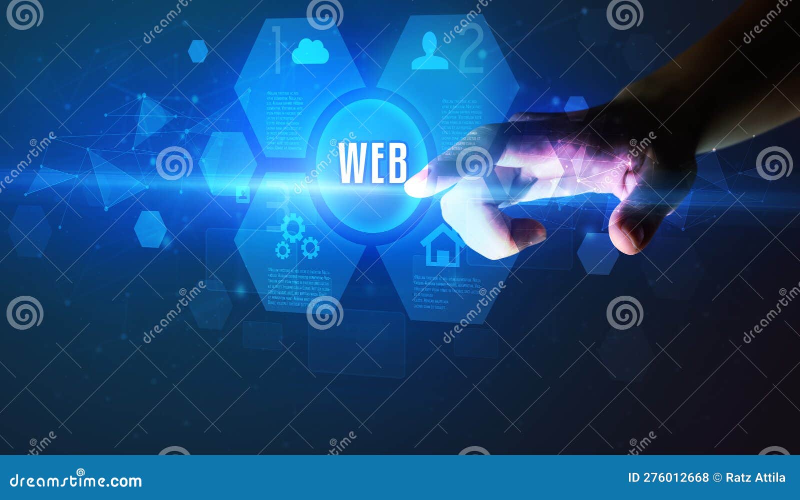 Hand Touching Digital Button Concept Stock Photo - Image of touching ...