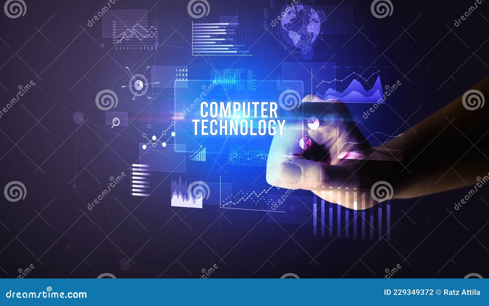 Hand Touching Digital Button, Modern Technology Concept Stock Photo ...