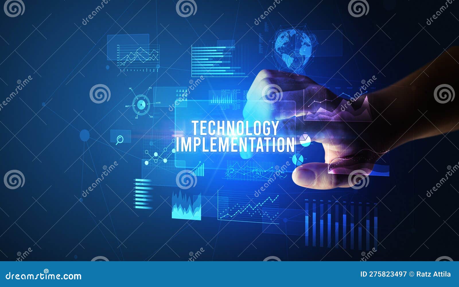 Hand Touching Digital Button, Modern Technology Concept Stock Image ...