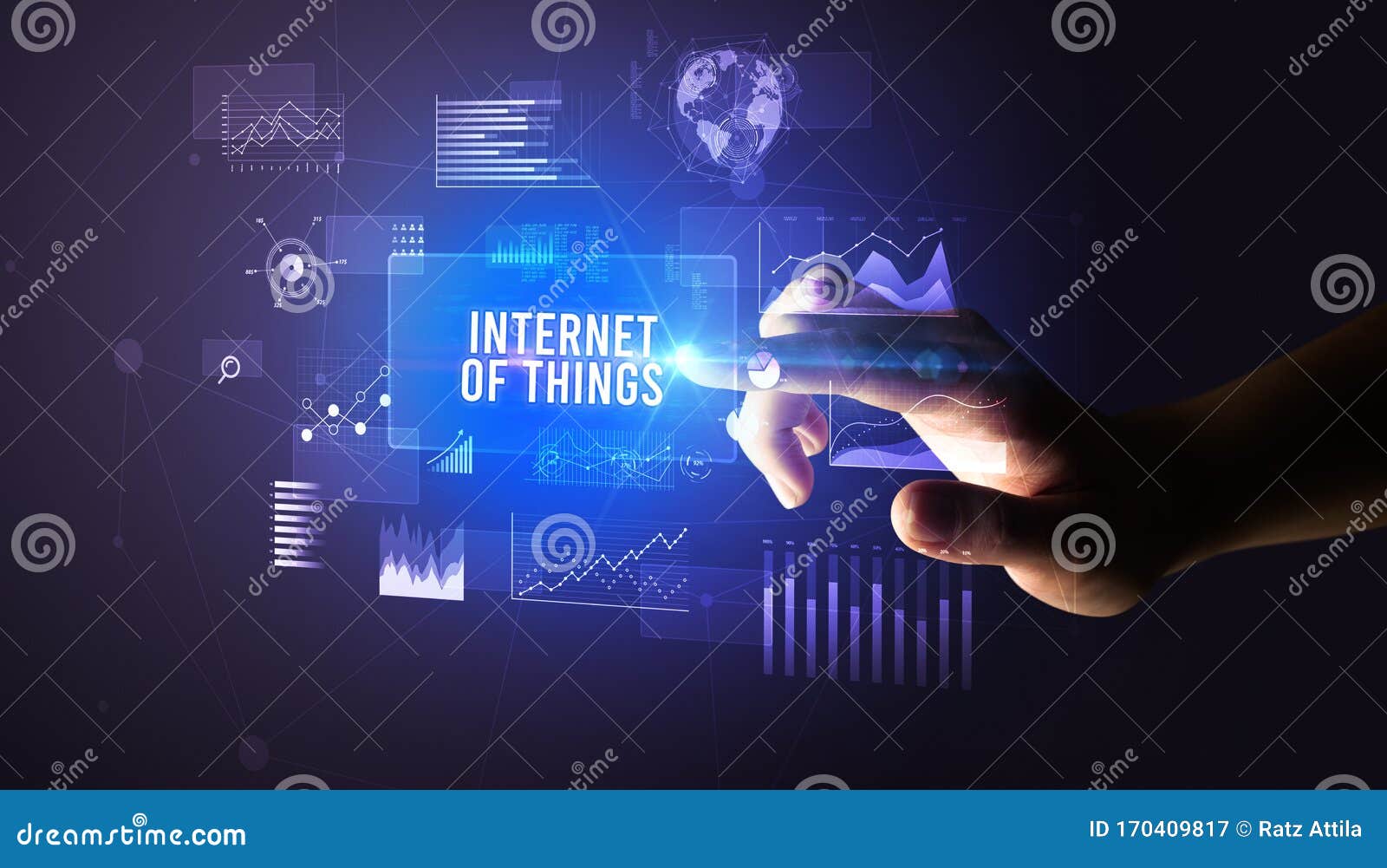 Hand Touching Digital Button, Modern Technology Concept Stock Image ...