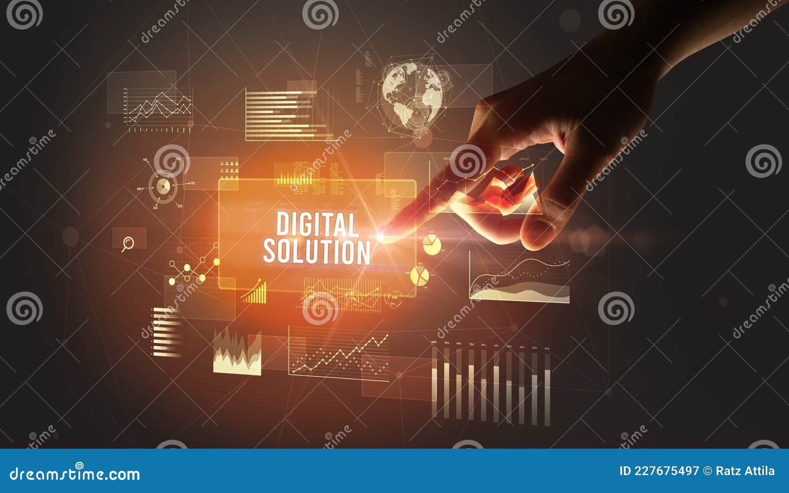 Hand Touching Digital Button, Modern Technology Concept Stock Image ...