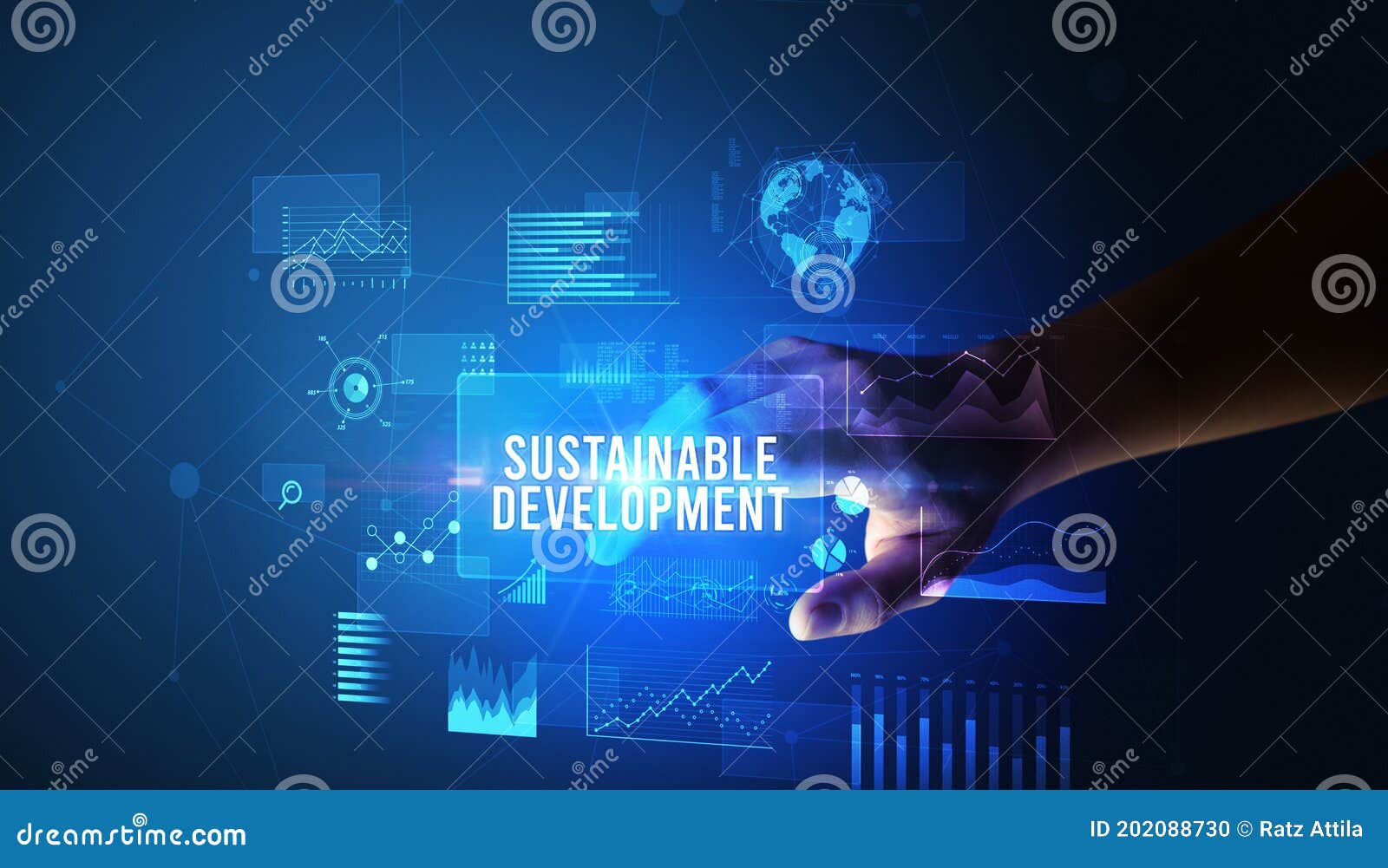 Hand Touching Digital Button, Modern Technology Concept Stock Photo ...