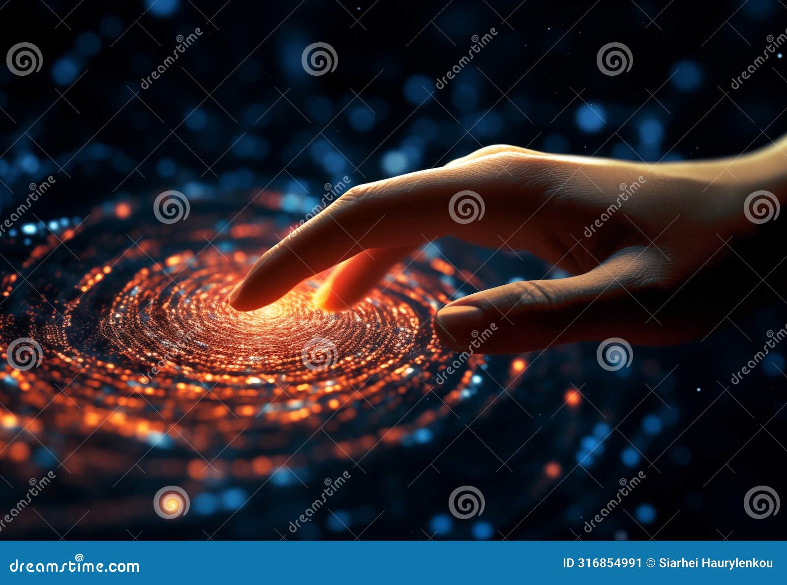 Hand Touching Digital Hud Virtual Futuristic Technology Interface ...