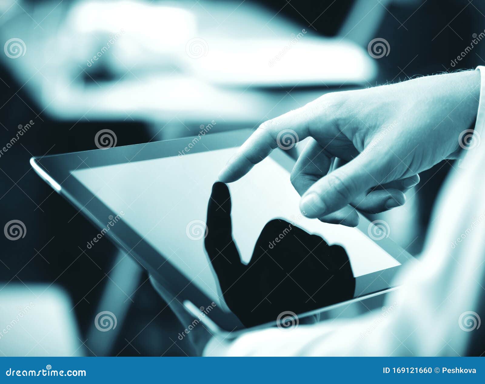 Hand Touching Digital Touch Pad Stock Photo - Image of finger, medium ...