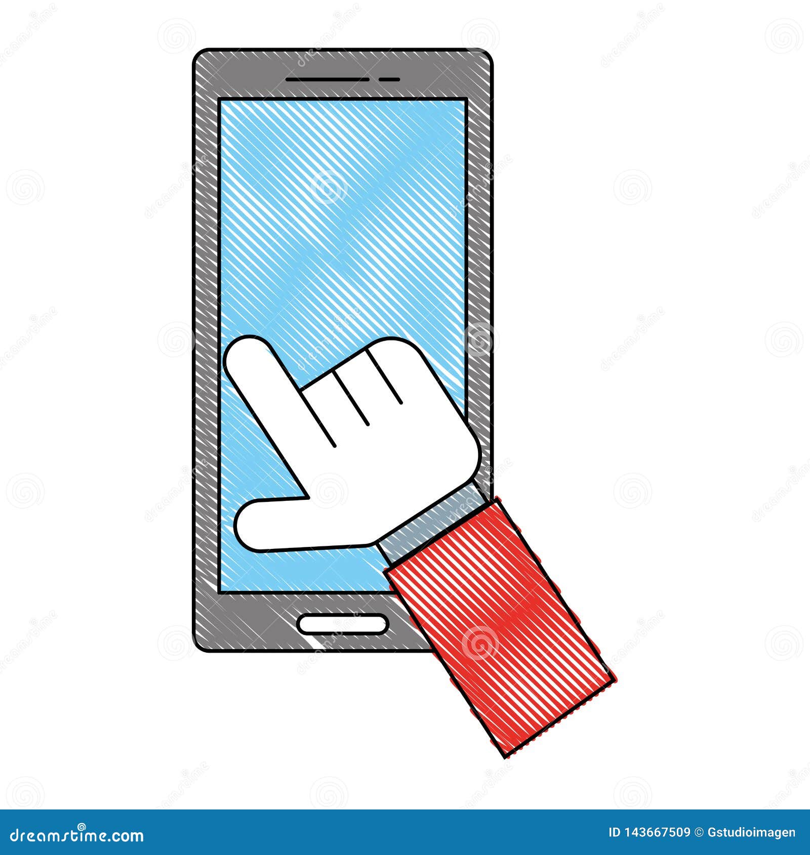 Hand Touching Display Smartphone Stock Vector - Illustration of hand ...