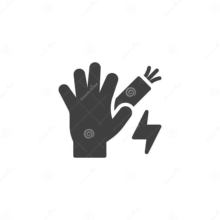 Hand Touching an Electrical Wire Vector Icon Stock Illustration ...