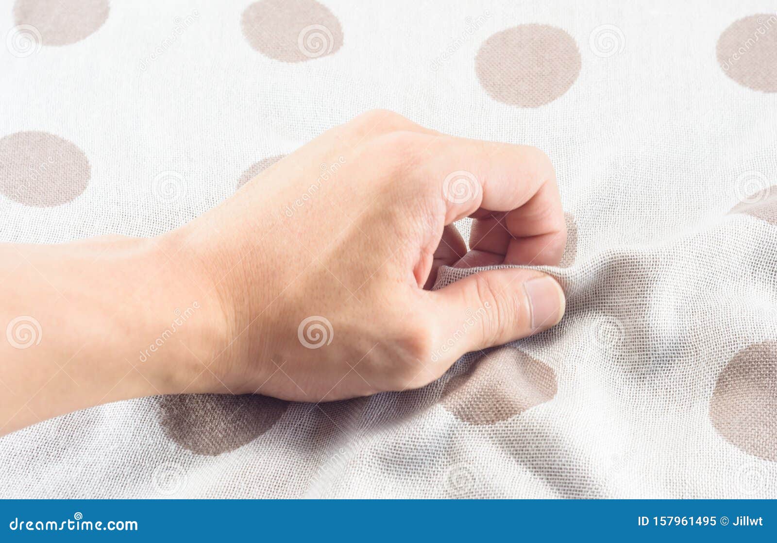 Hand touching fabric stock image. Image of plaid, hold - 157961495