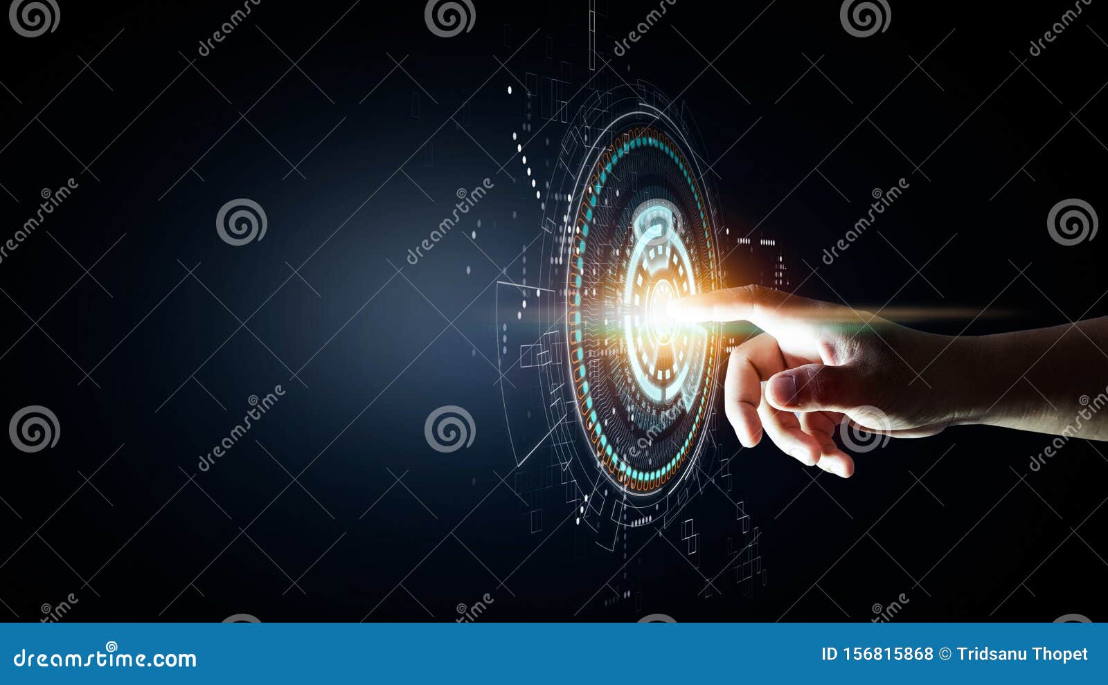 Hand Touching Futuristic Technology Stock Photo - Image of clicking ...