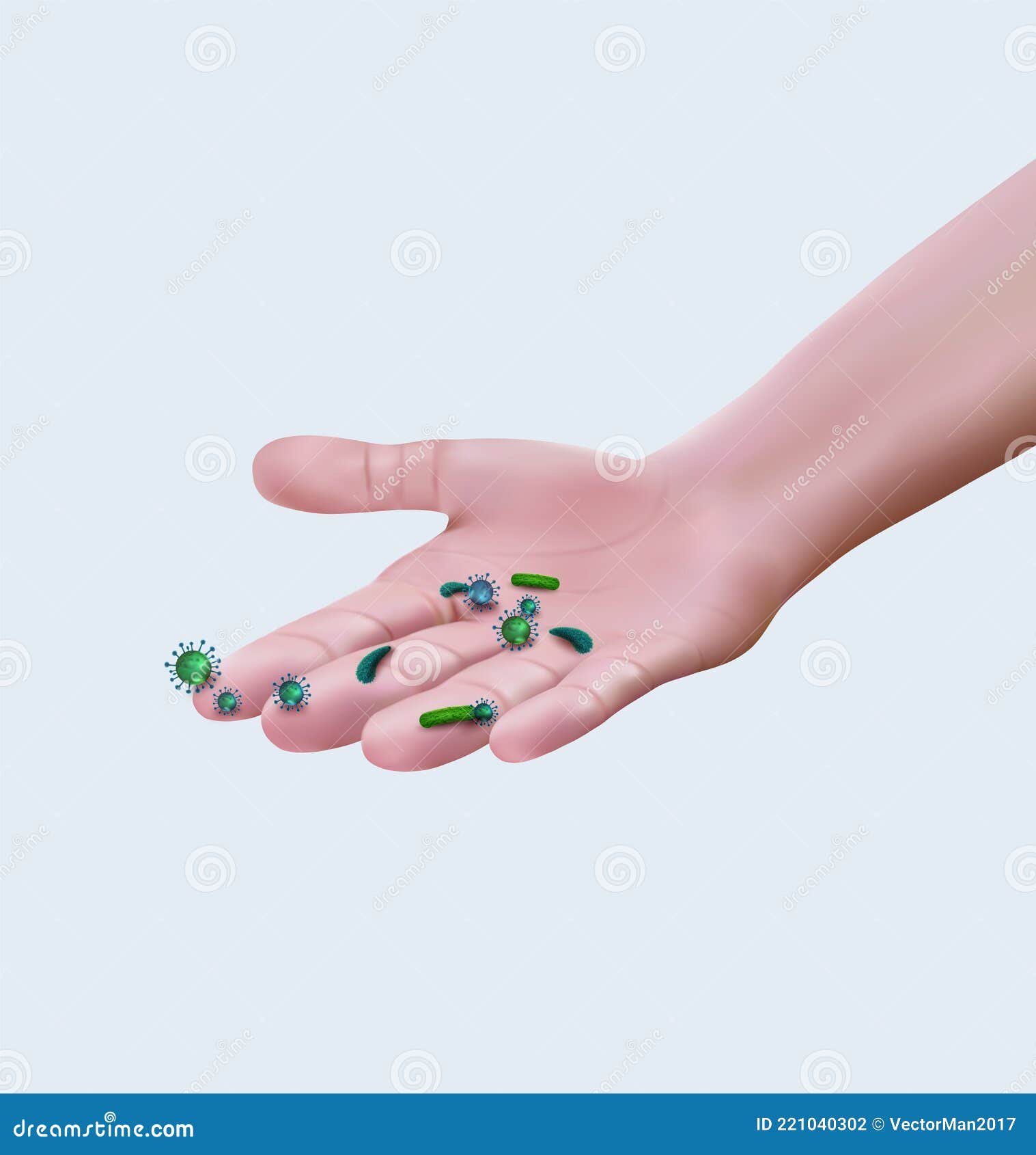Hand touching germs stock vector. Illustration of background - 221040302