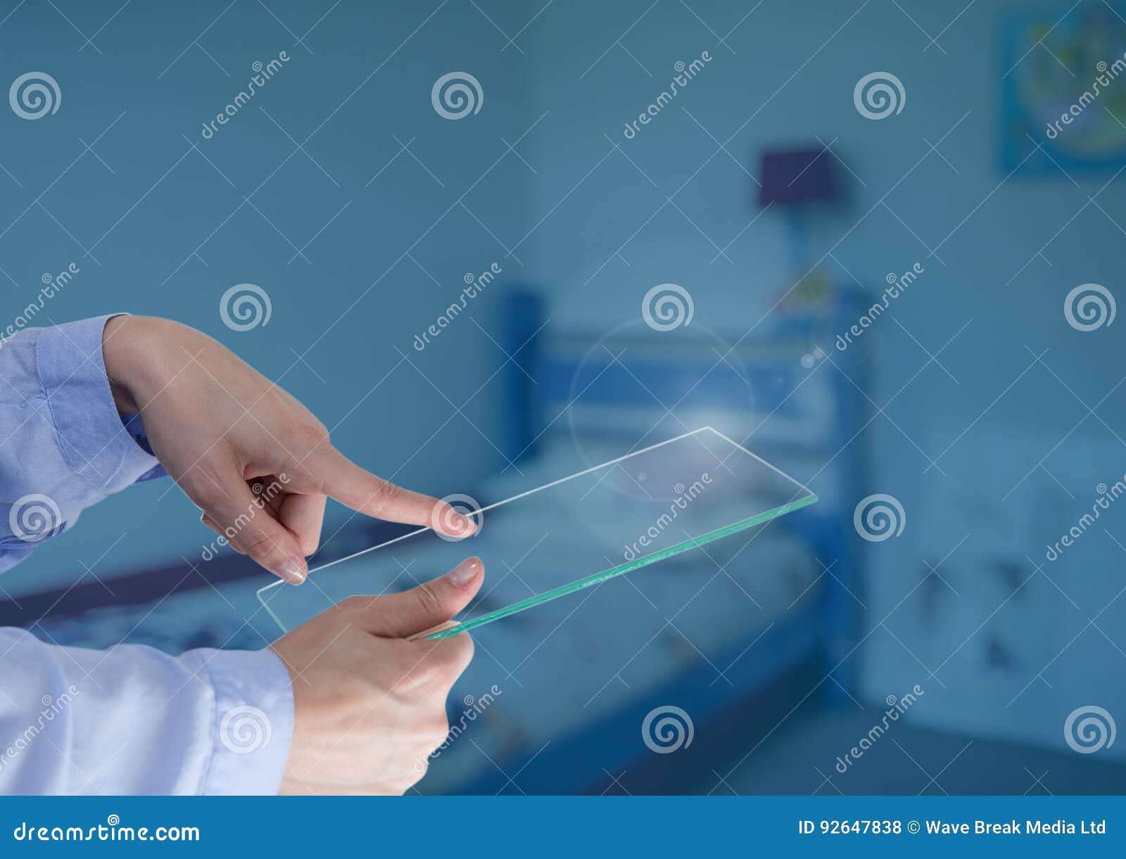 Hand Touching Glass Screen in Children S Bedroom Stock Photo - Image of ...