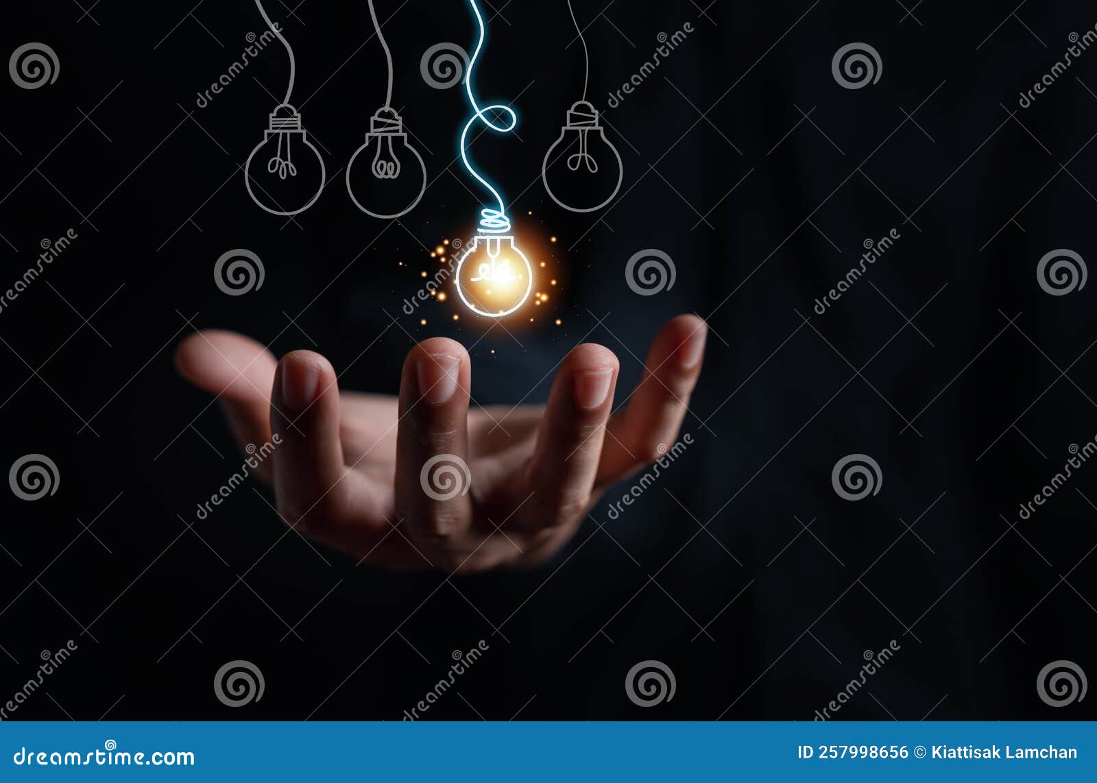Hand Touching Glowing Lightbulb among Lamp Does Not Light for Selective ...