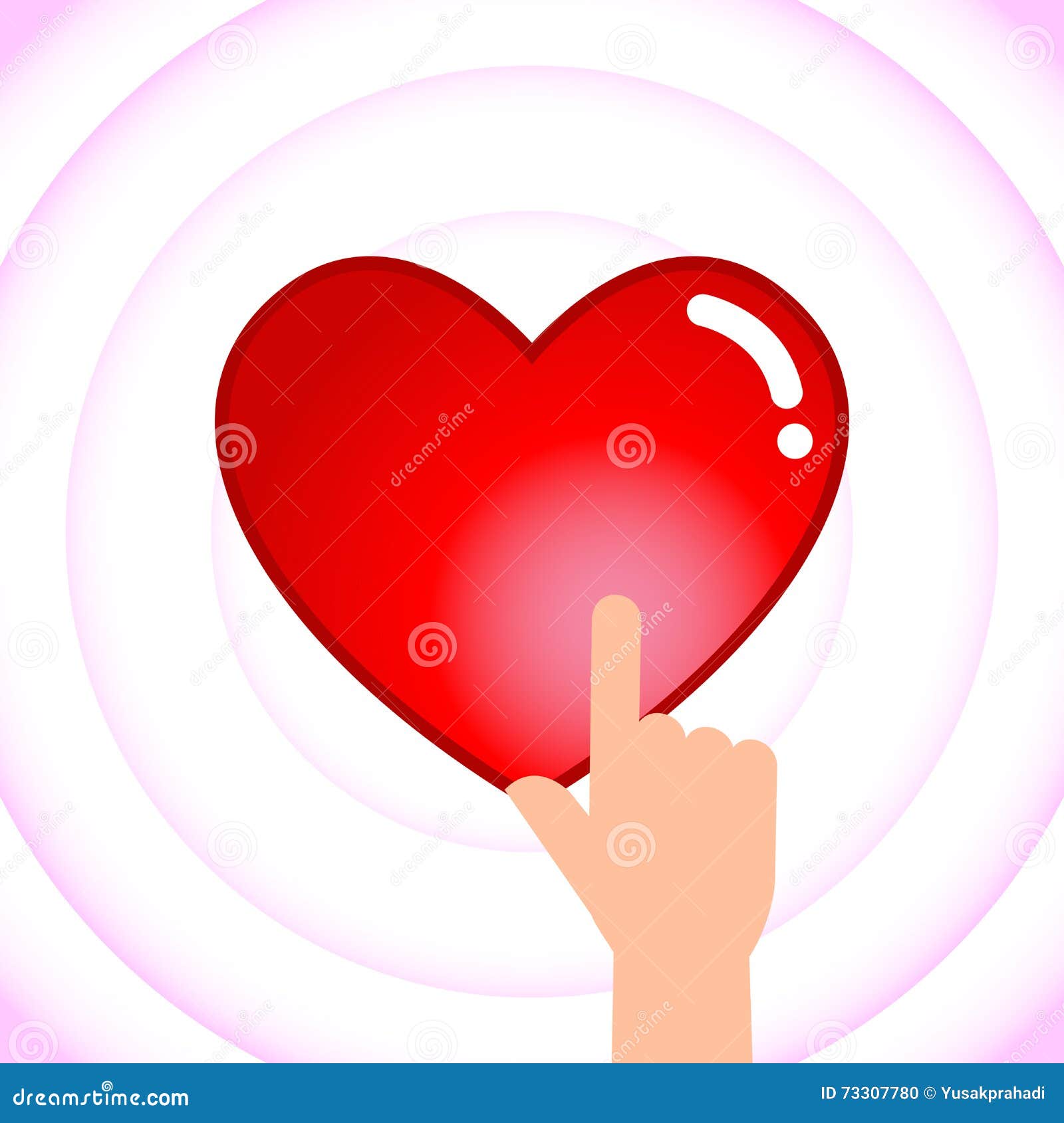 Hand Touching Heart Creating Waves Stock Vector - Illustration of ...