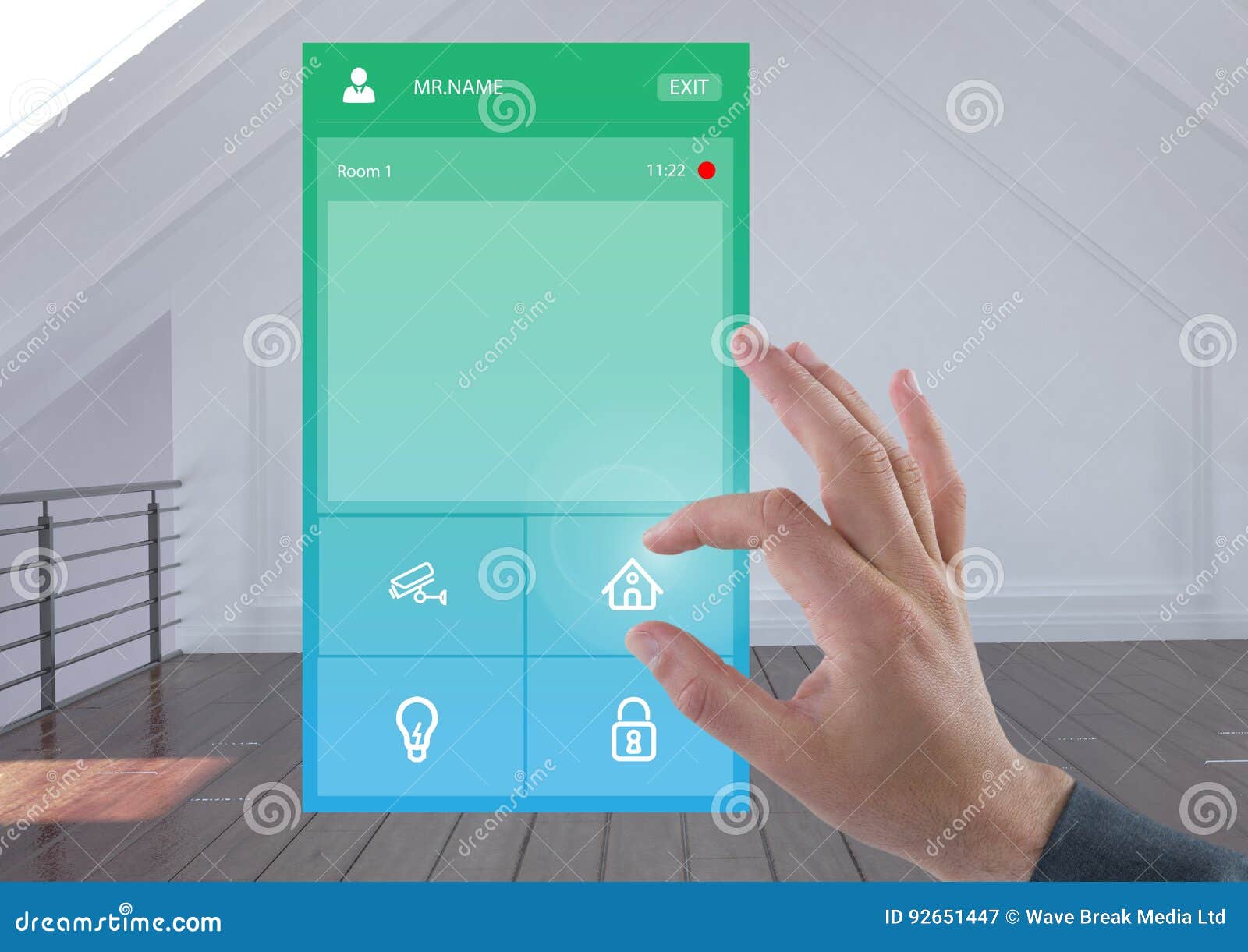 Hand Touching a Home Automation System App Interface Stock Image ...