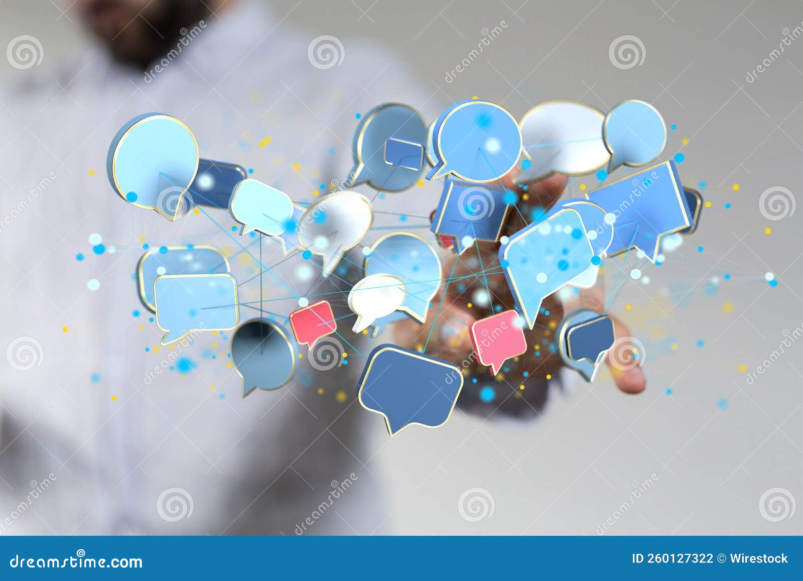 Hand Touching Hovering 3d Message Icons. Stock Photo - Image of ...
