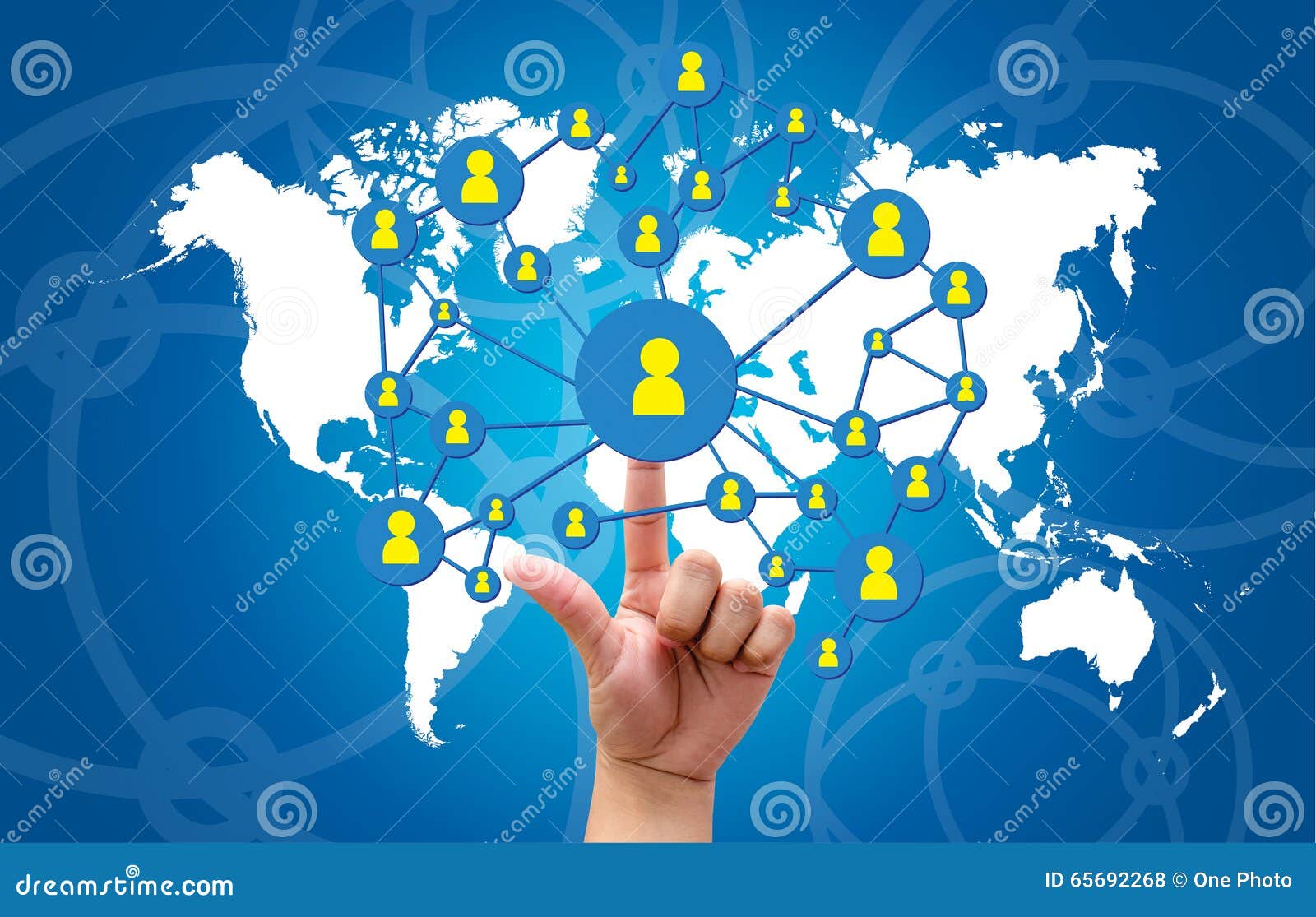 Hand Touching Human Connect To World Concept Stock Photo - Image of ...