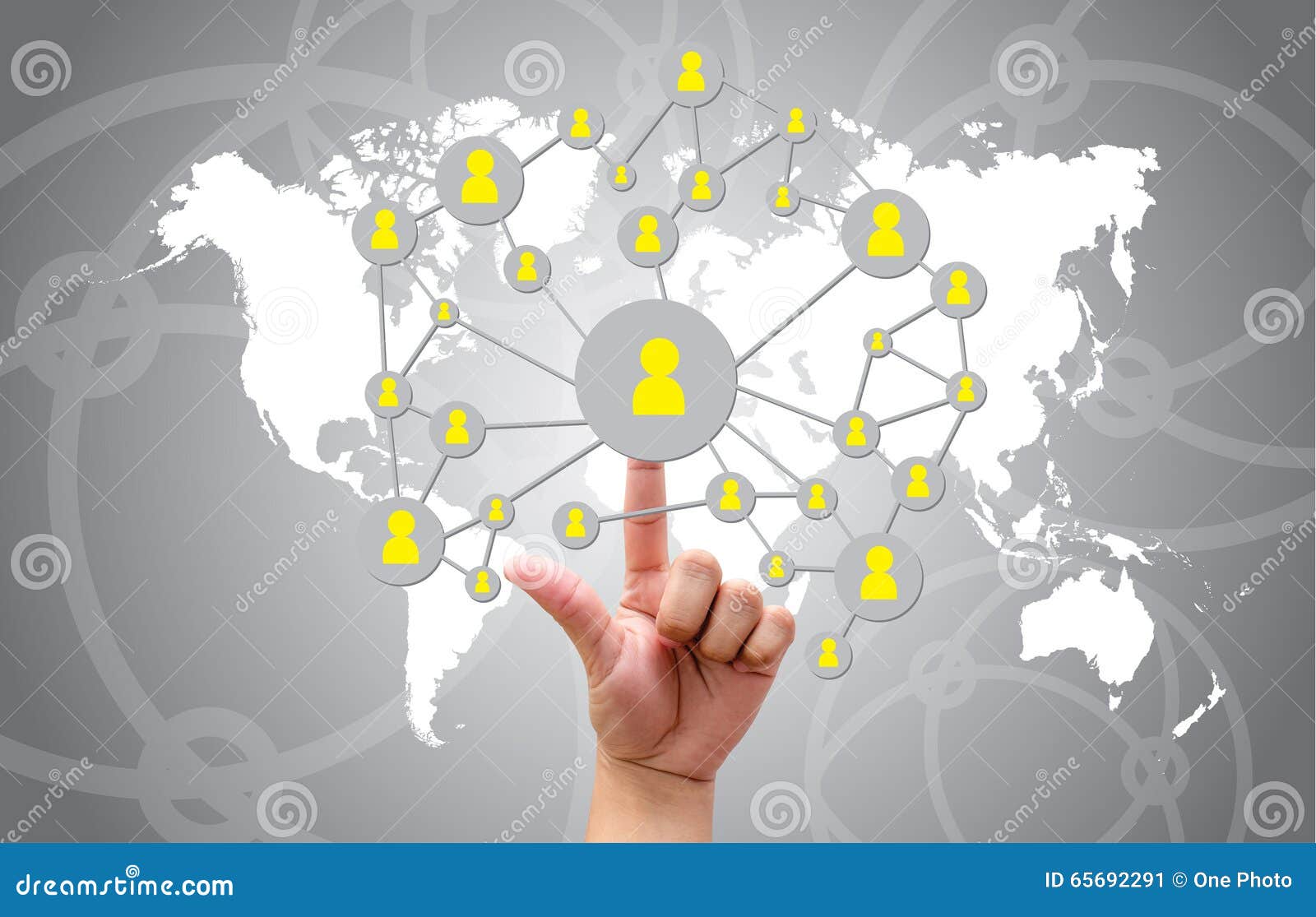 Hand Touching Human Connect To World Concept Stock Image - Image of ...