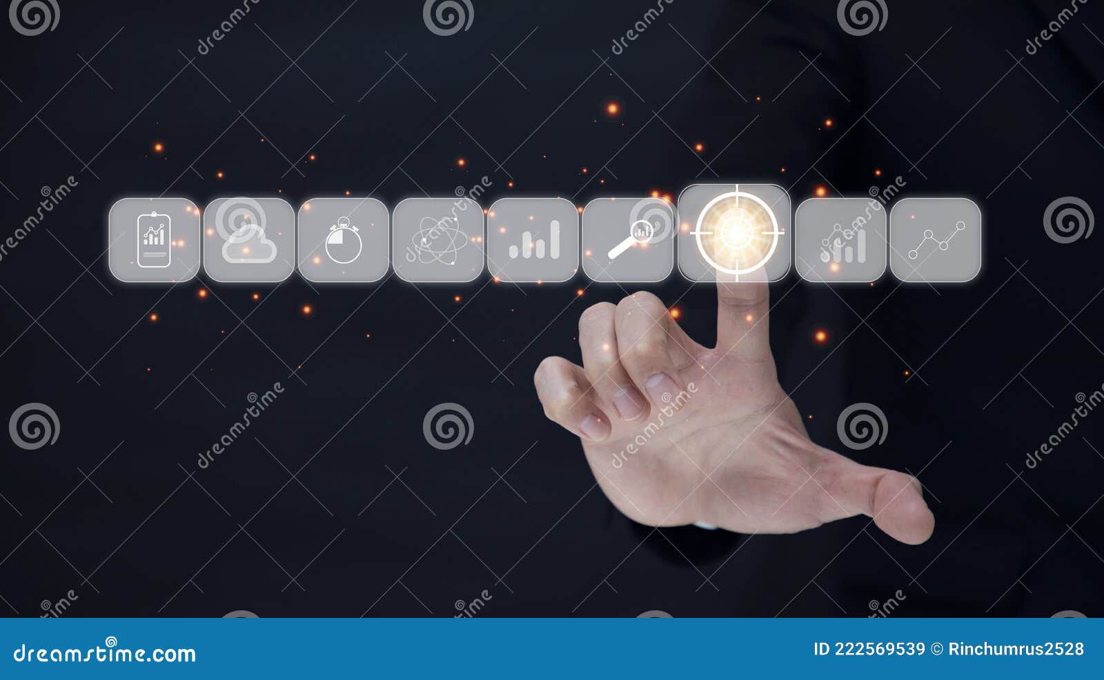 Hand Touching Icon and Big Data Analytics Visualization Technology with ...