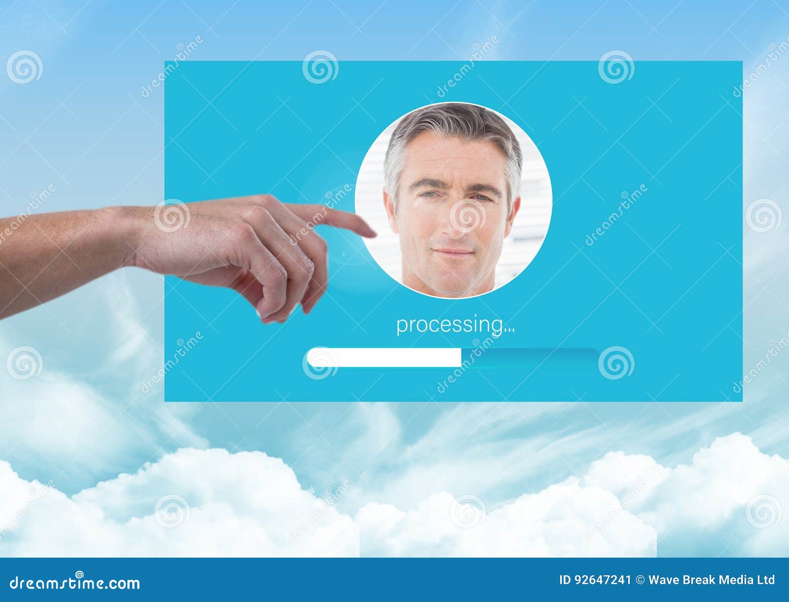 Hand Touching Identity Verify App Interface Stock Image - Image of ...