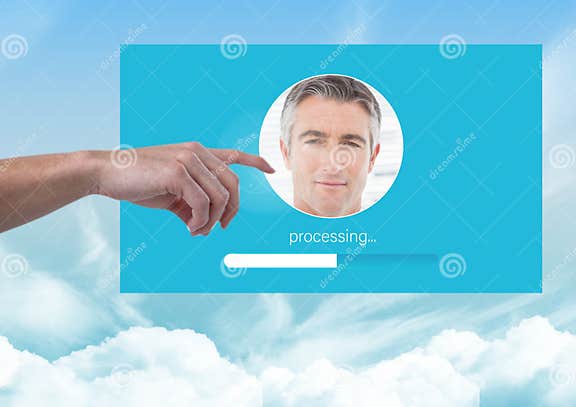 Hand Touching Identity Verify App Interface Stock Image - Image of ...