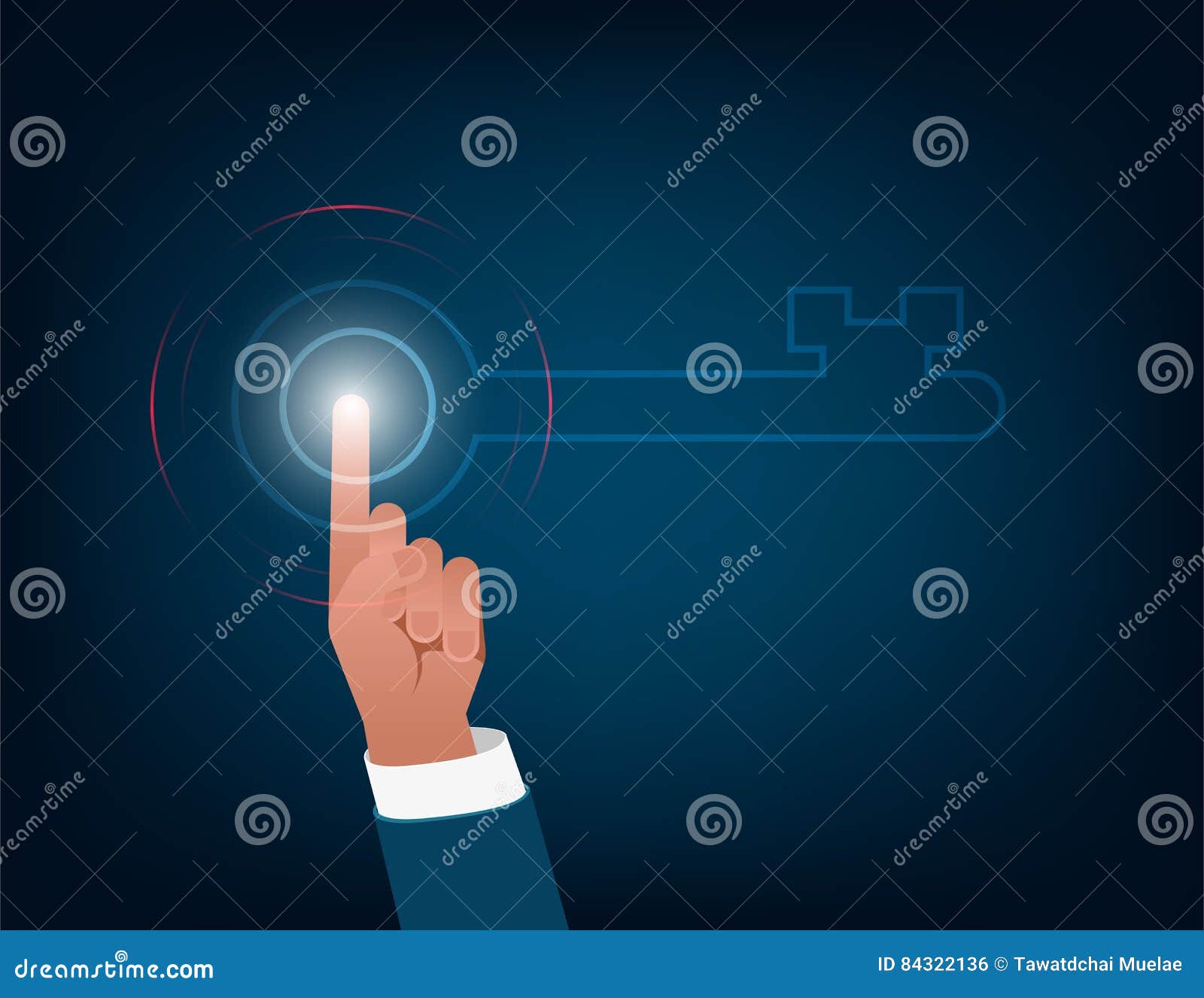 A hand touching key stock vector. Illustration of enlightenment - 84322136