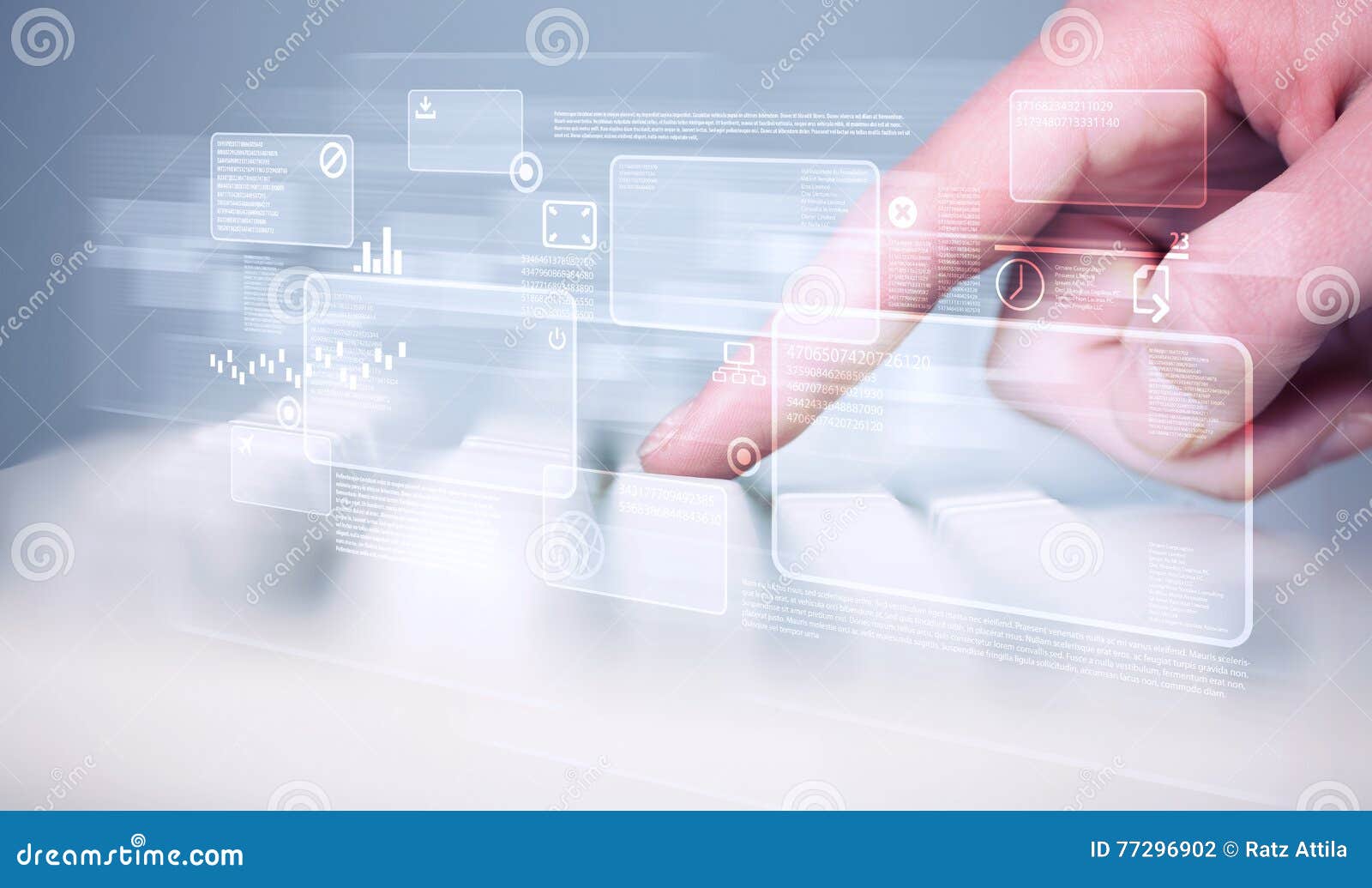 Hand Touching Keyboard with High Tech Buttons Stock Photo - Image of ...