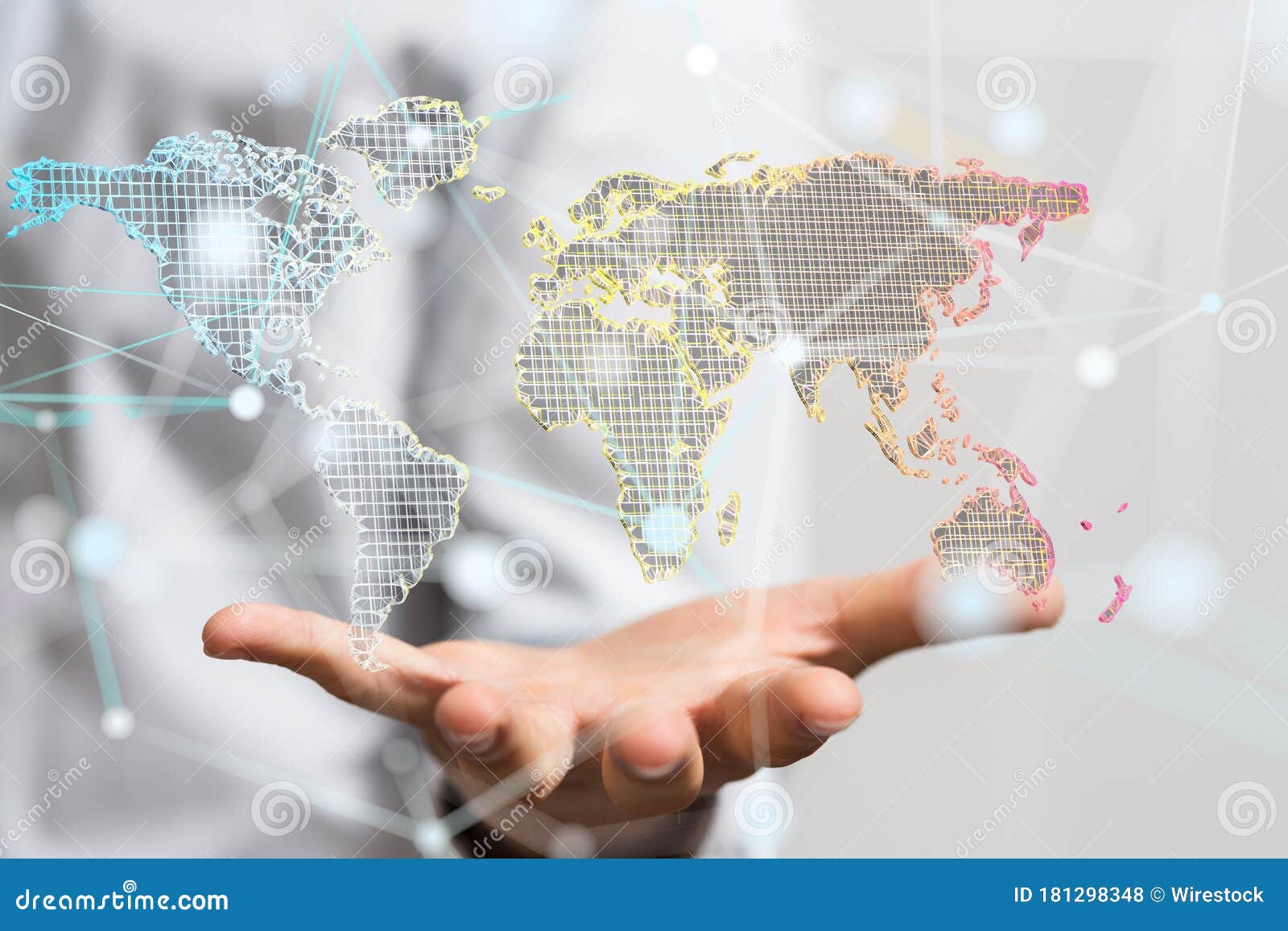 A Hand Touching Map Point, Network Connection, International Meaning ...