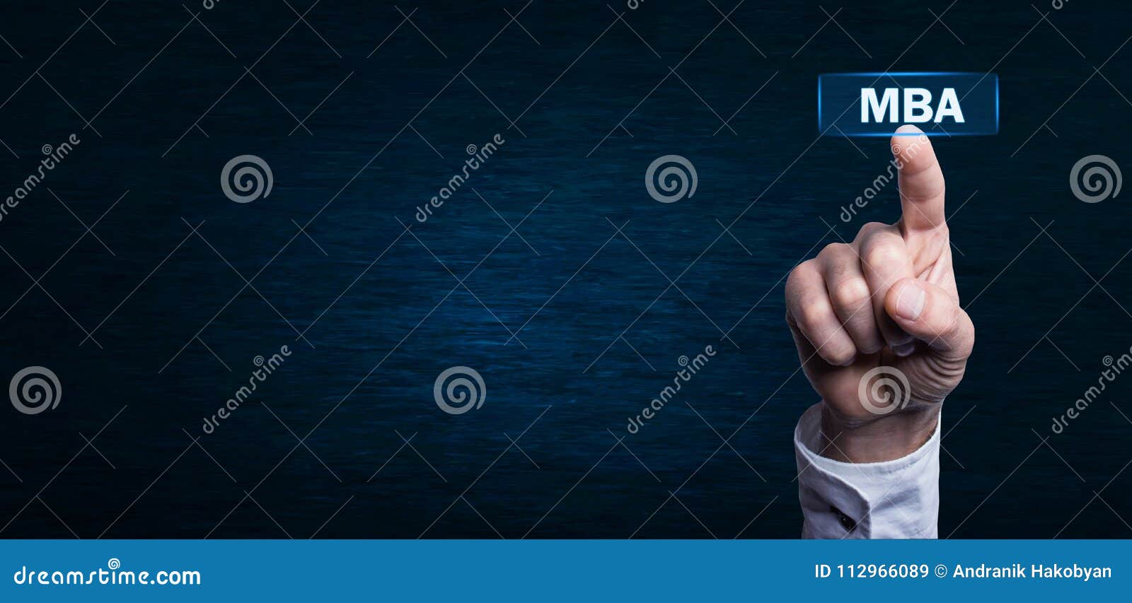 Hand touching MBA text. stock image. Image of sign, modern - 112966089