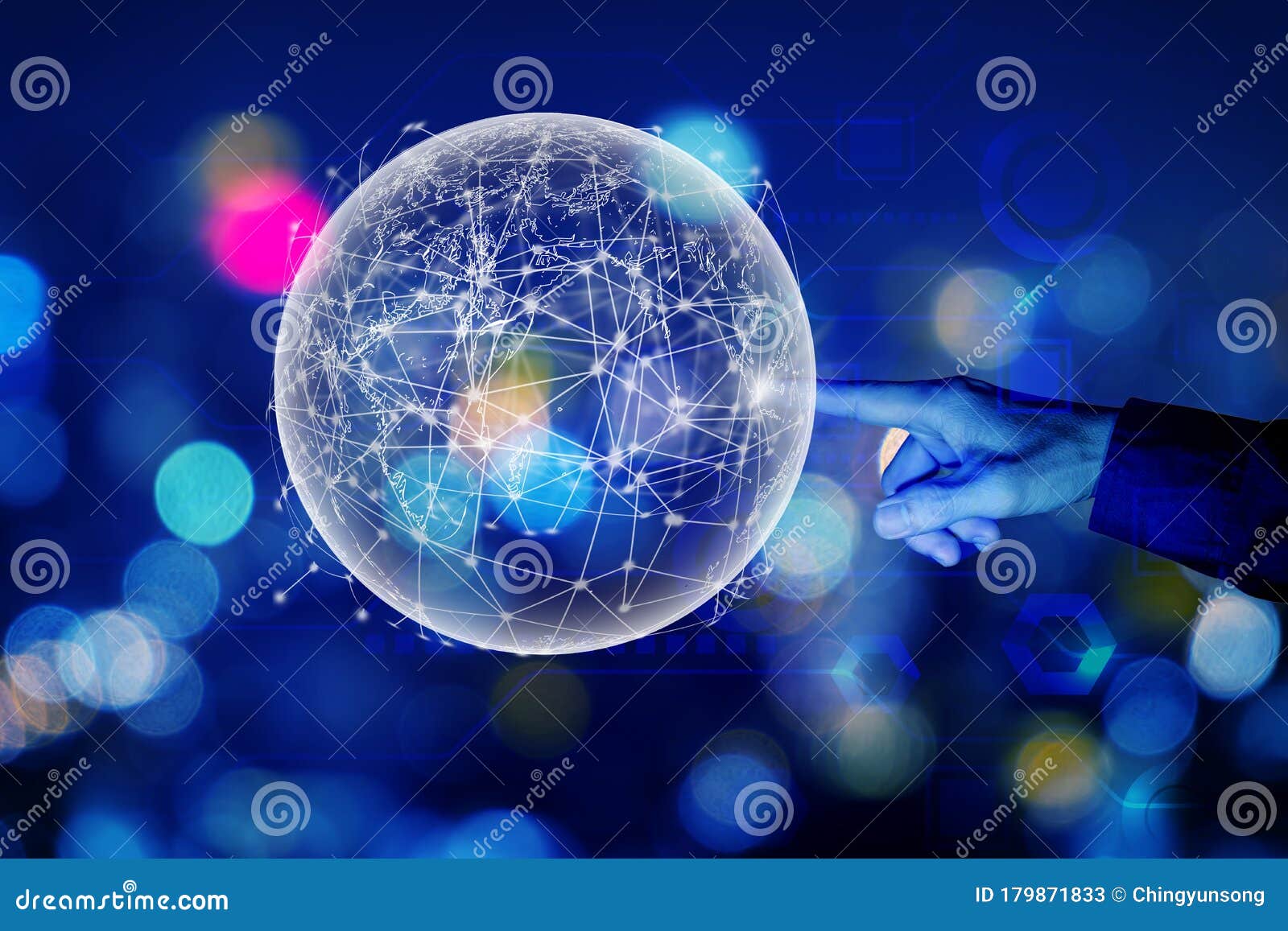 Hand Touching the Modern Creative Telecommunication and Internet ...