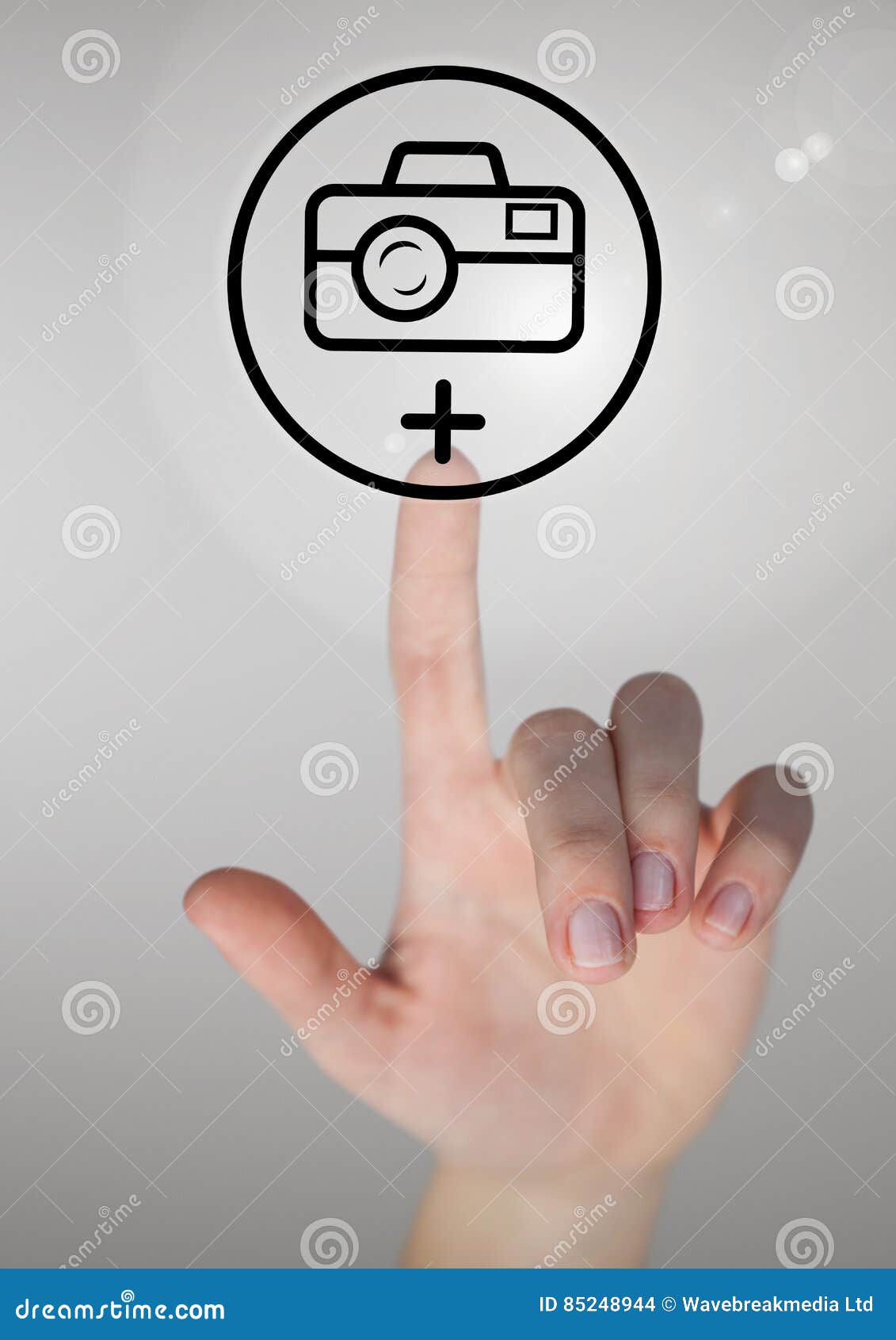 Hand Touching Photo Camera Icon Stock Photo - Image of copy, affection ...