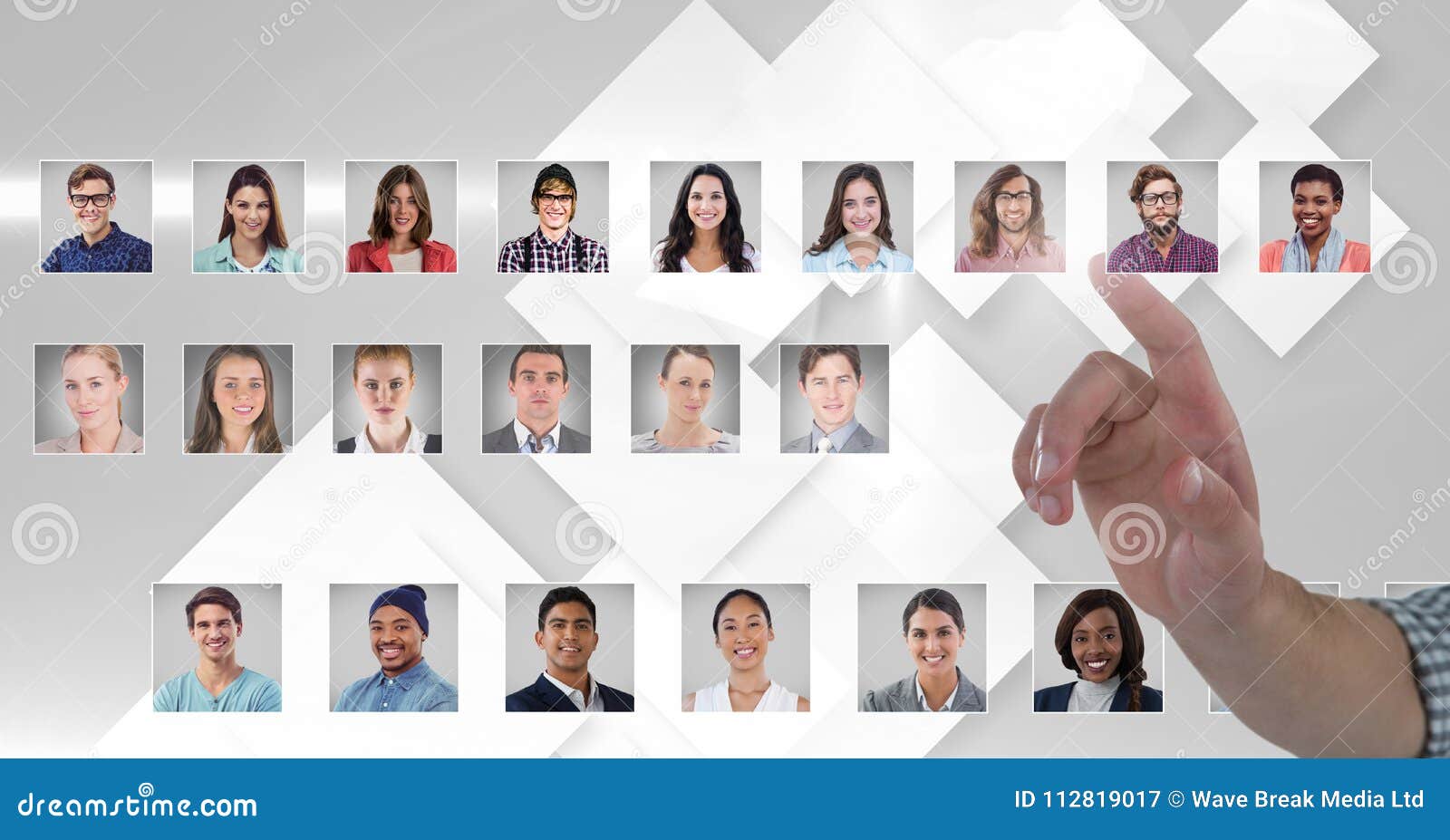 Hand Touching Portrait Profiles of Different People Stock Image - Image ...