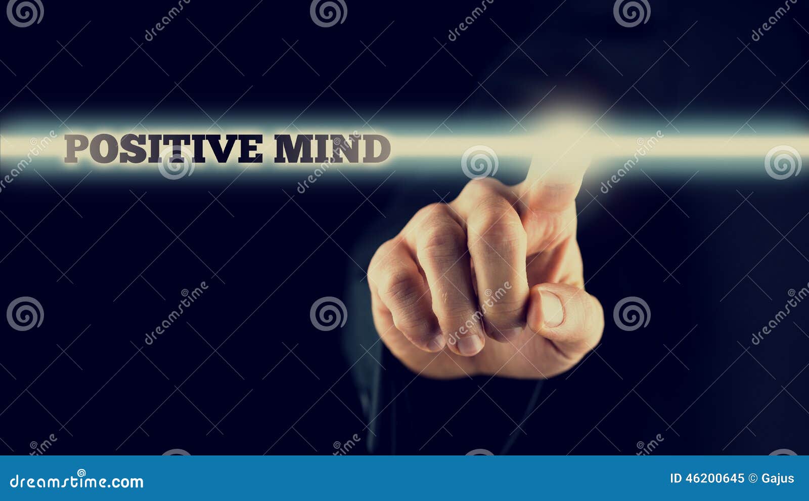 Hand Touching Positive Mind Statement on Touch Screen Stock Image ...