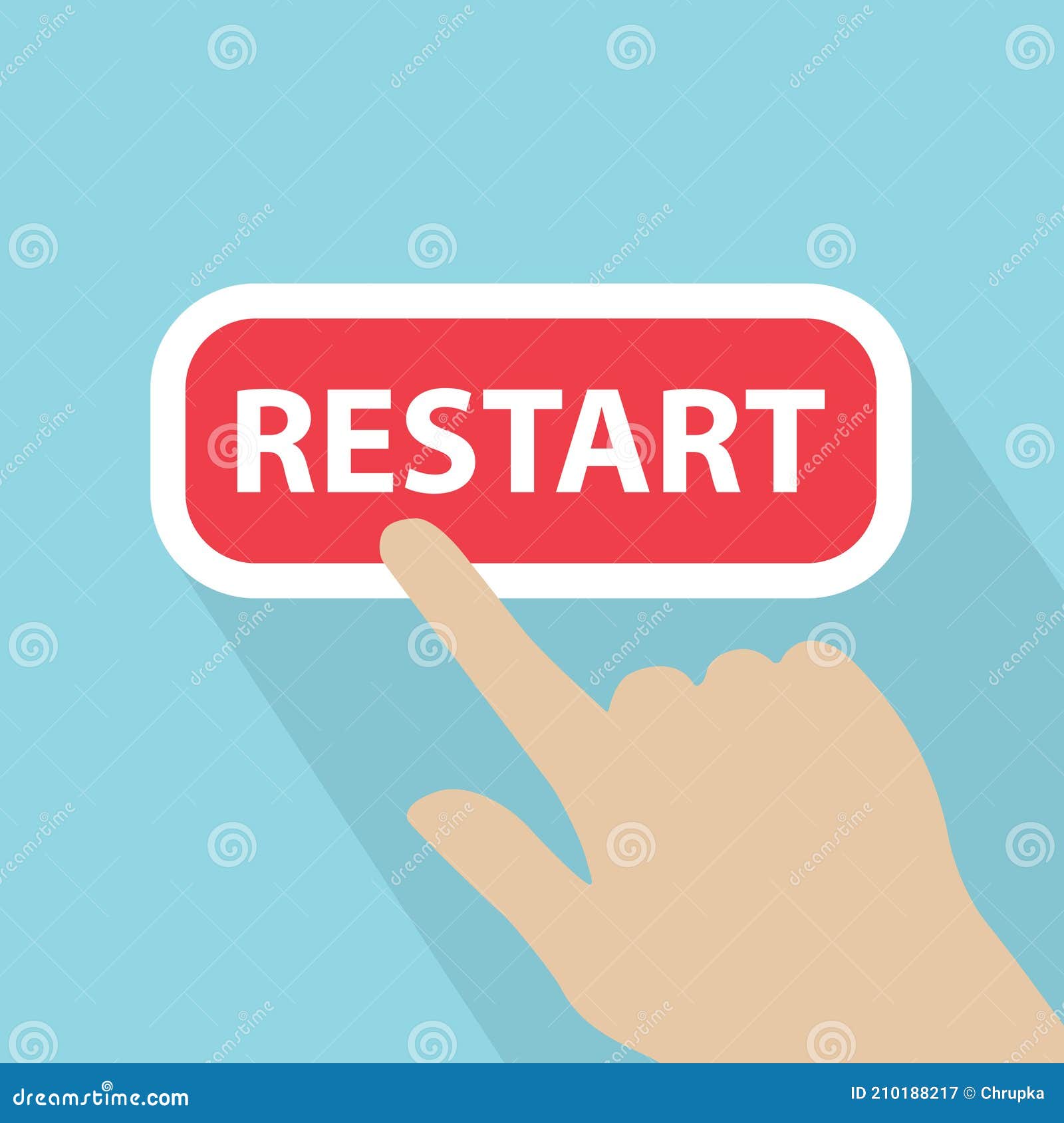 Hand Touching Restart Button Stock Vector - Illustration of reset ...