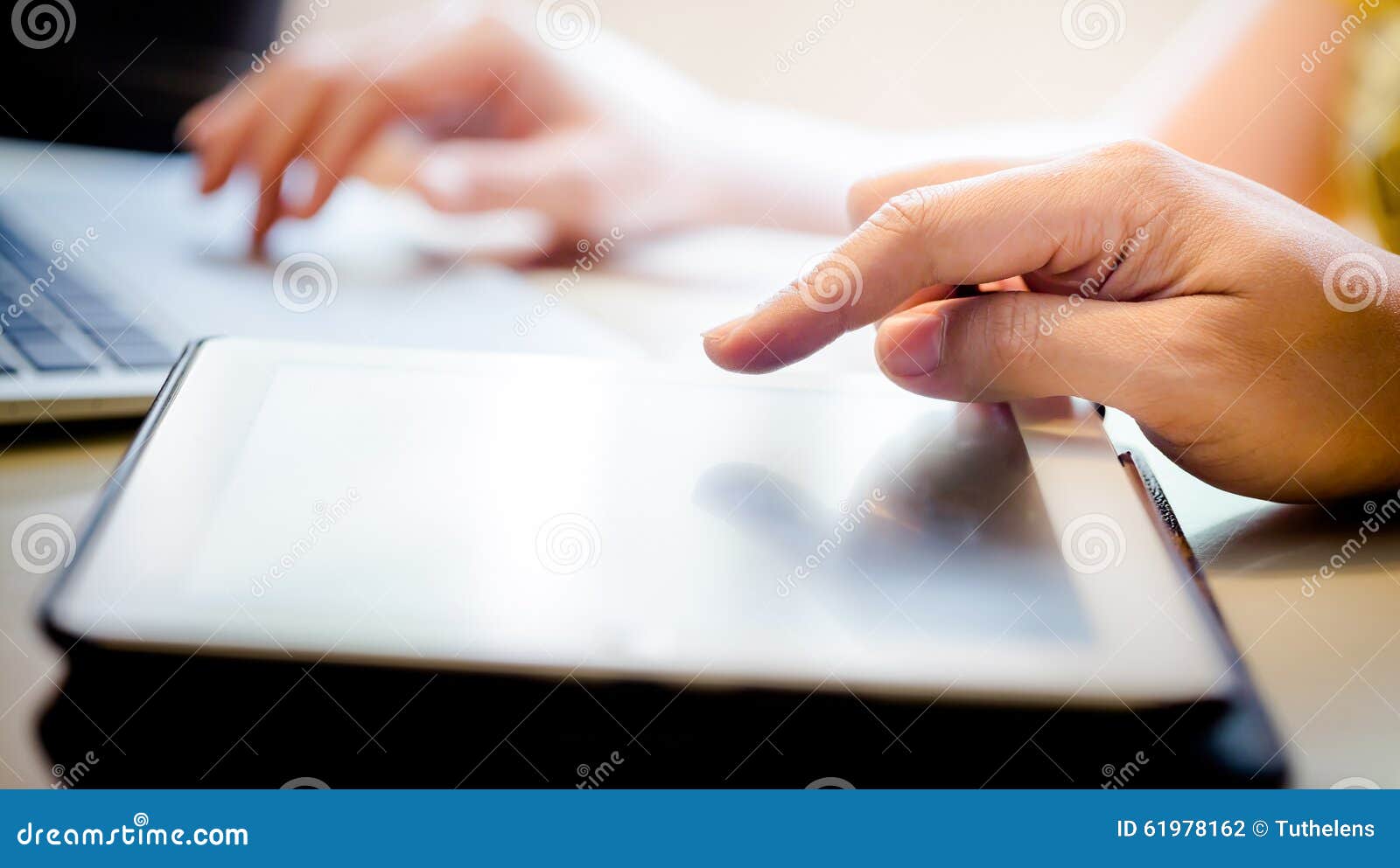 Hand Touching Screen on Modern Digital Tablet PC Stock Photo - Image of ...