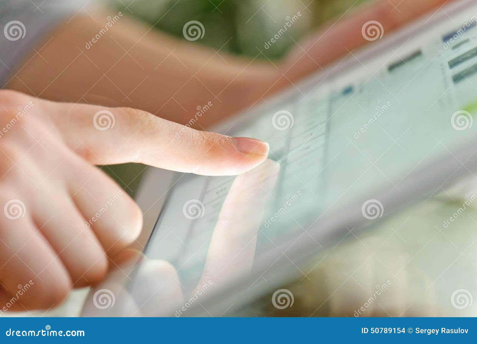 Hand Touching Screen on Modern Digital Tablet Pc. Stock Photo - Image ...
