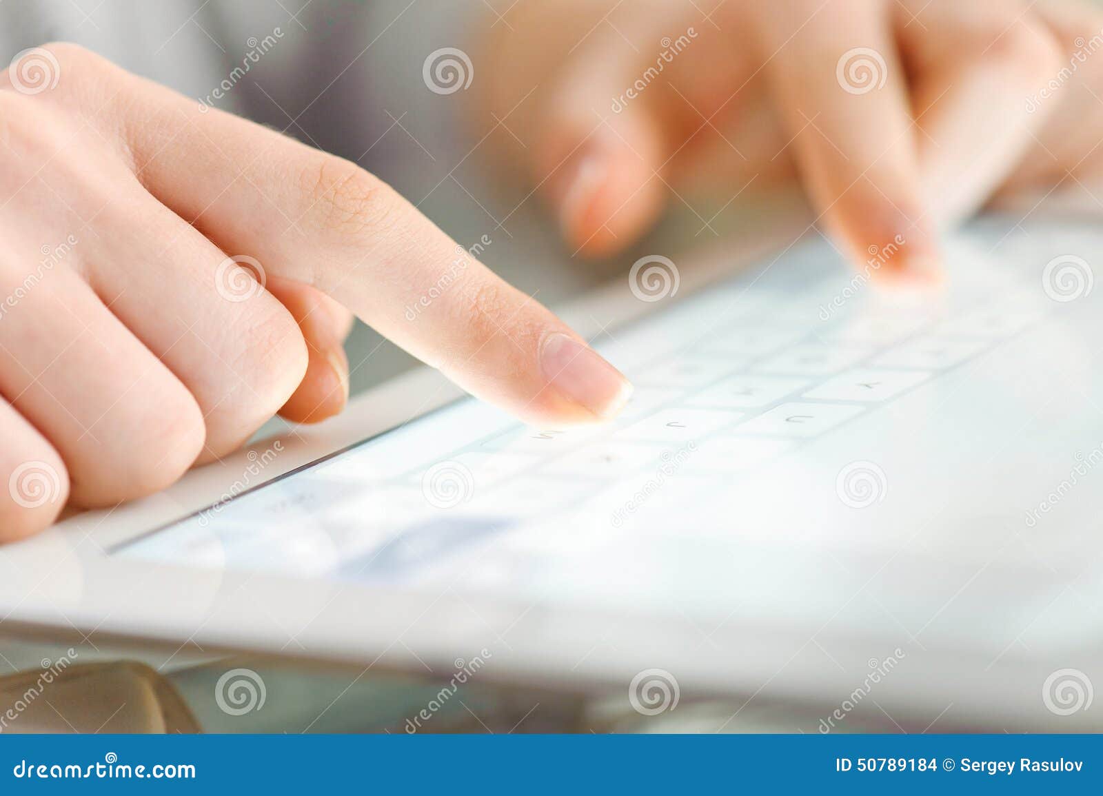 Hand Touching Screen on Modern Digital Tablet Pc. Stock Photo - Image ...