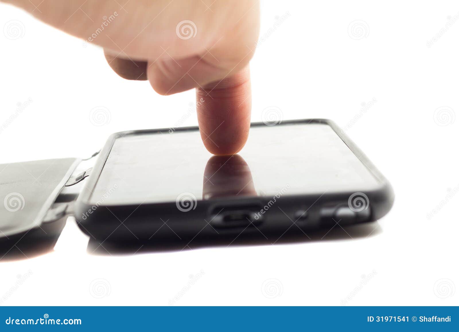 Hand touching screen stock image. Image of equipment - 31971541