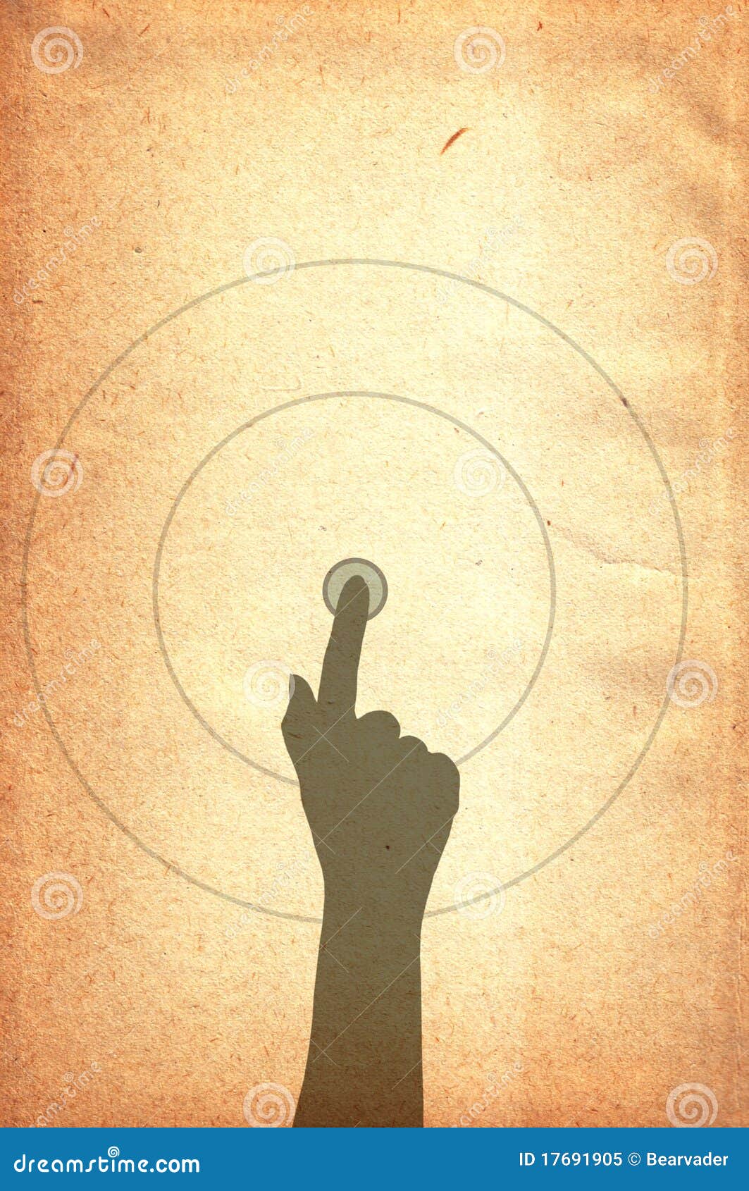 Hand Touching Screen on Old Paper Texture Stock Illustration ...