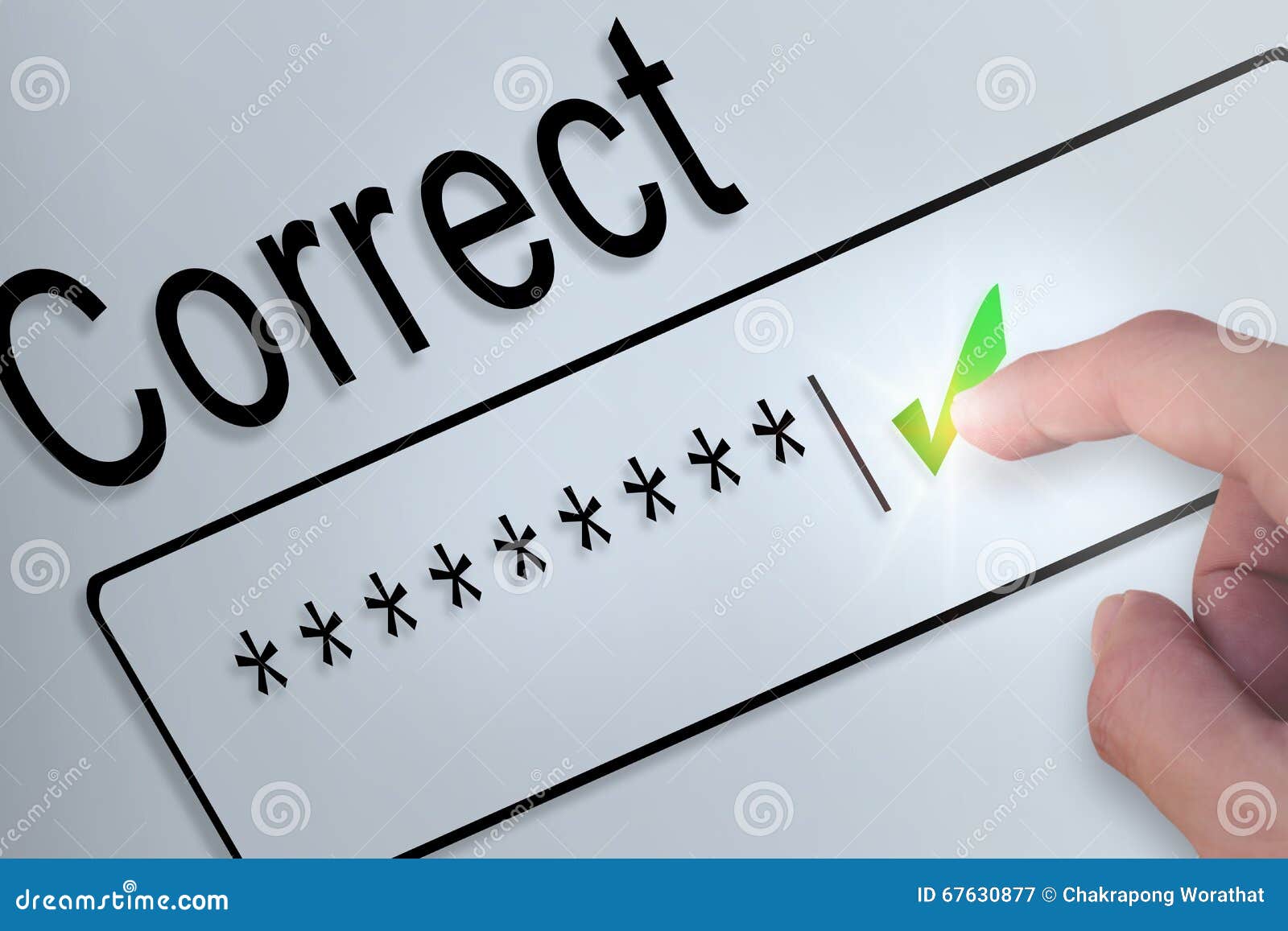 Hand Touching Screen Password Correct. Stock Image - Image of lock ...