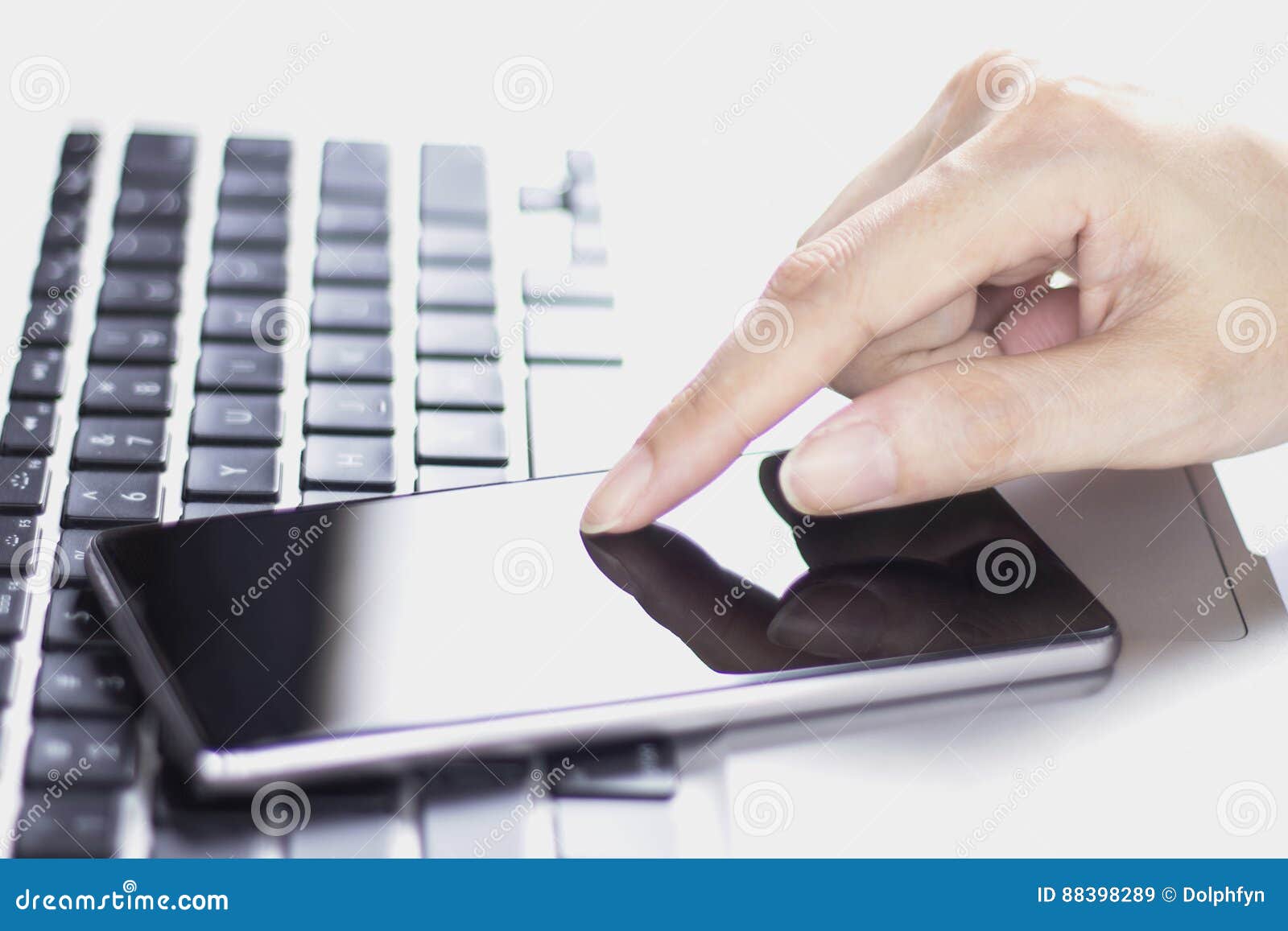 Hand Touching Screen on Smartphone. Stock Image - Image of touchscreen ...