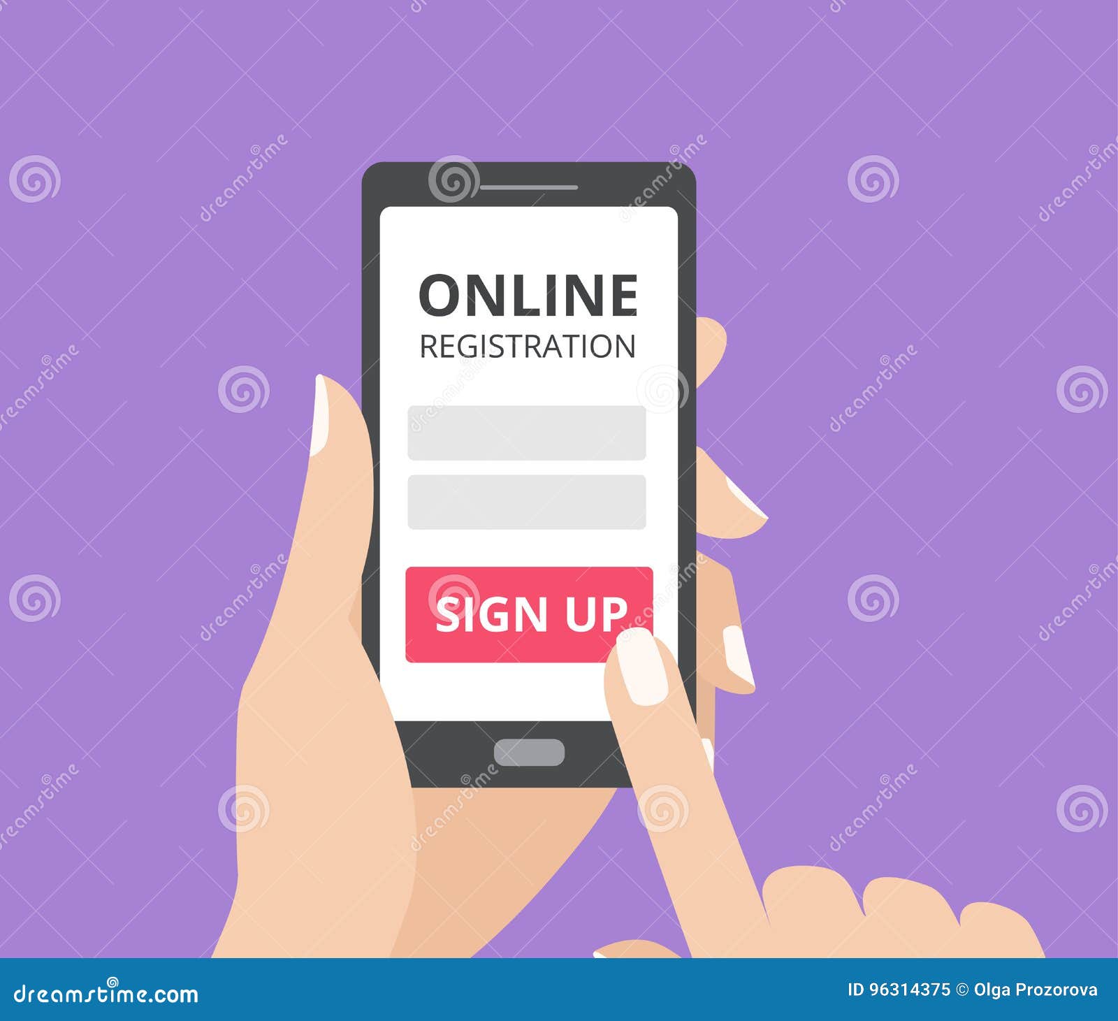 Hand Touching Screen of Tablet Computer with Online Registration Form ...